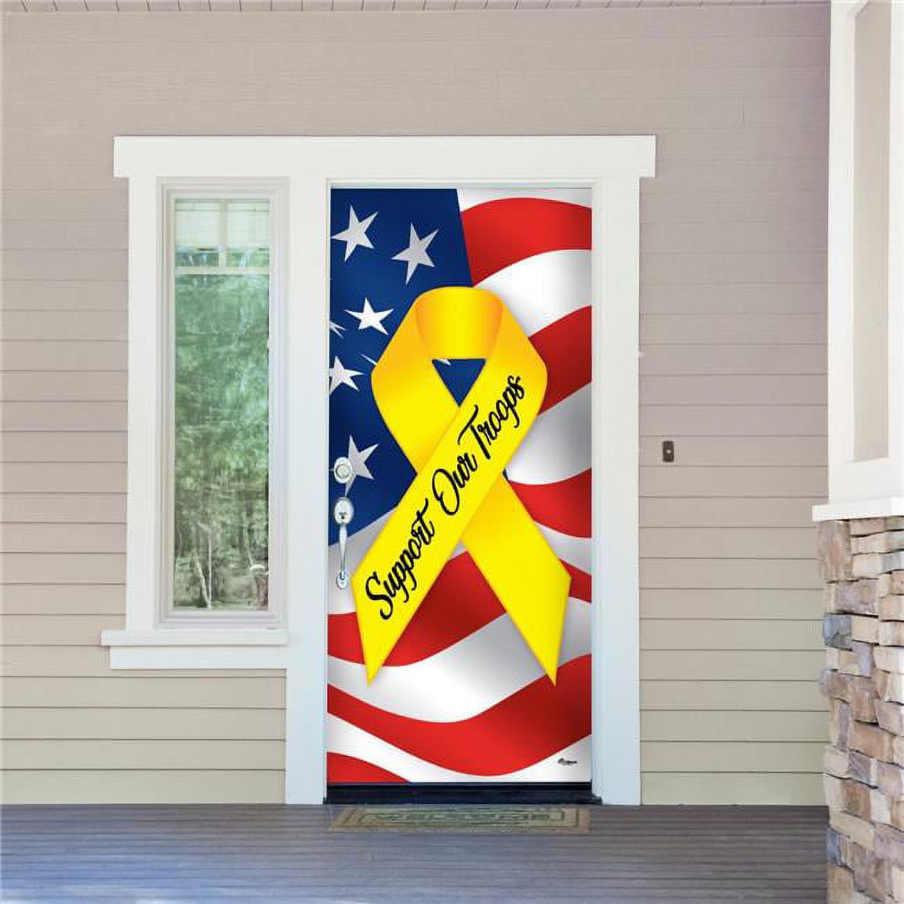 Support Our Troops - Patriotic 36 in. x 80 in. Front Door Decor Banner ...