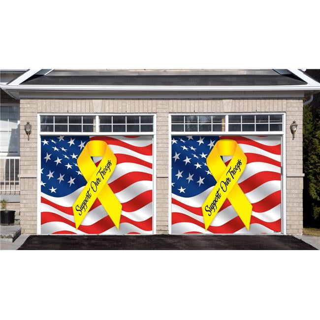 Support Our Troops - Patriotic 7 ft. x 8 ft. Split Garage Door Decor ...