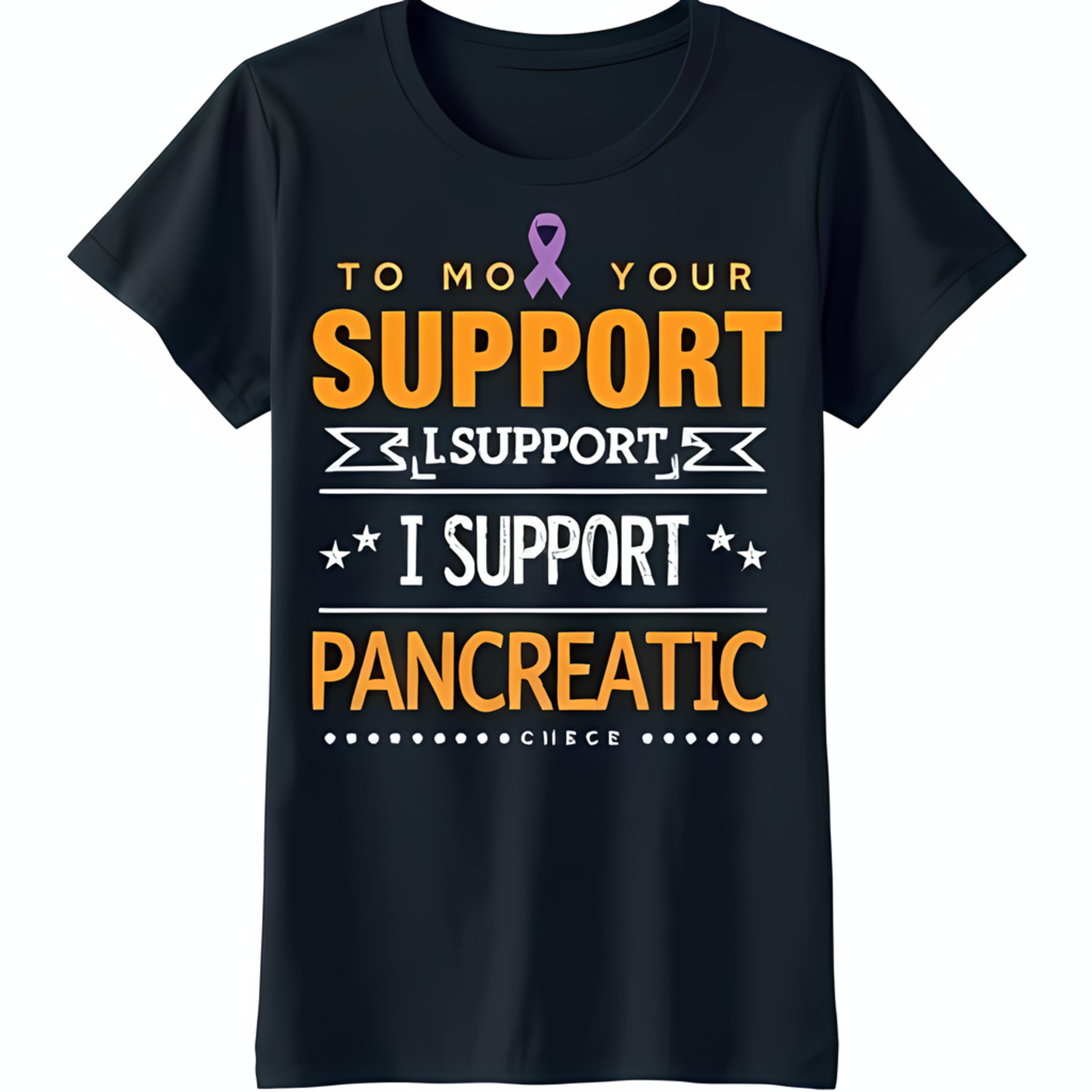 Support Pancreatic Awareness with Our Black T-Shirt Featuring Ribbon ...