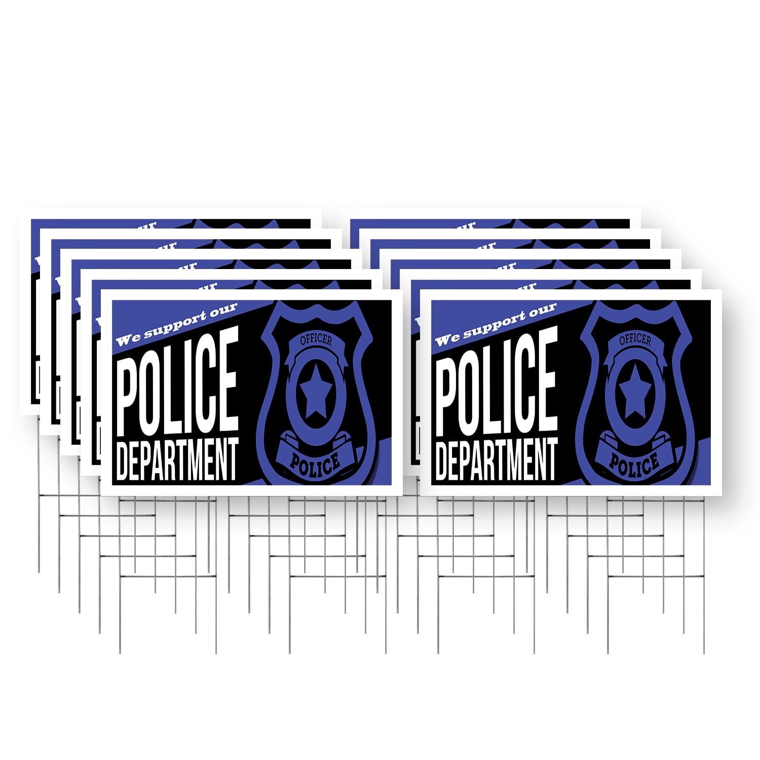 We Support our Police Department Yard Sign 10 Pack of 24 Inch x 36 Inch ...