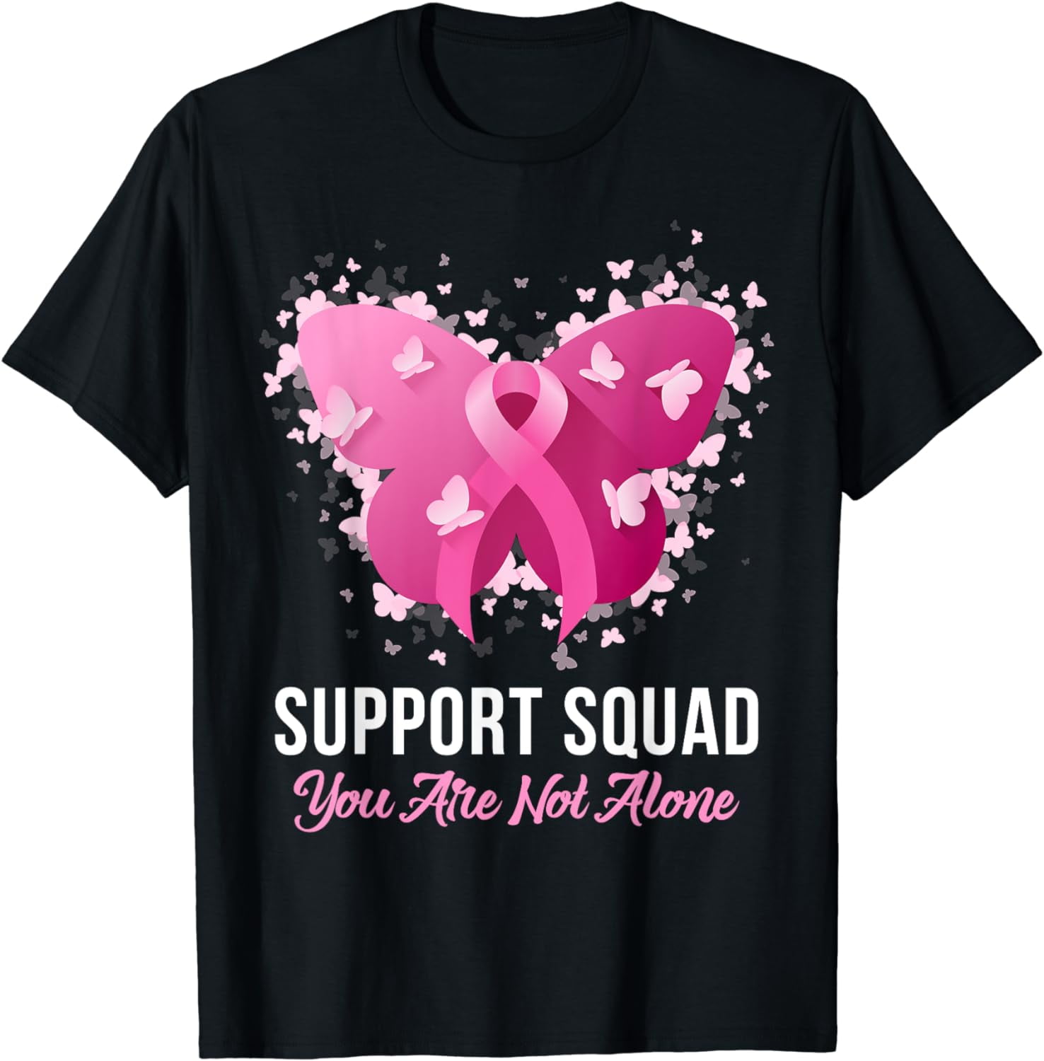 Support Squad Breast Cancer Awareness Pink Ribbon Butterfly T-Shirt ...