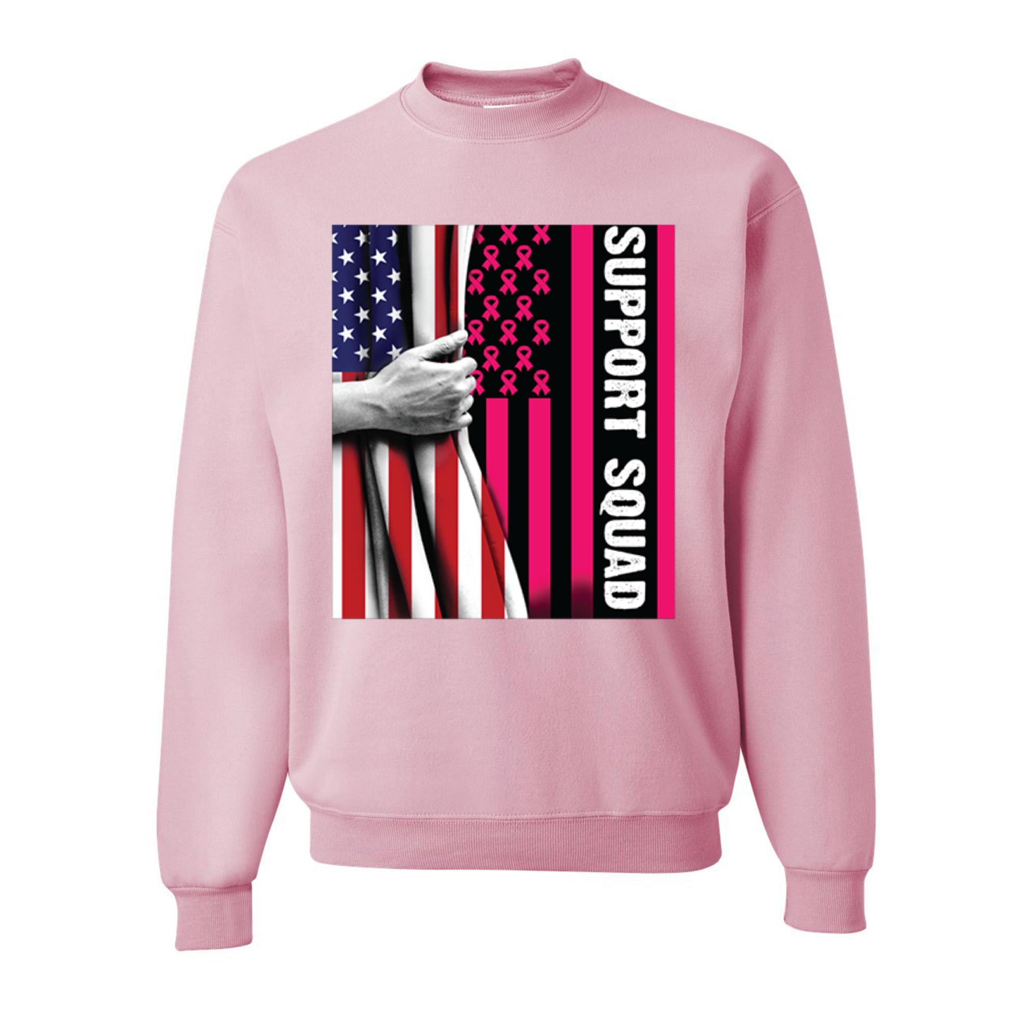 Support Squad Breast Cancer Awareness Warrior American Flag Mens Crew ...