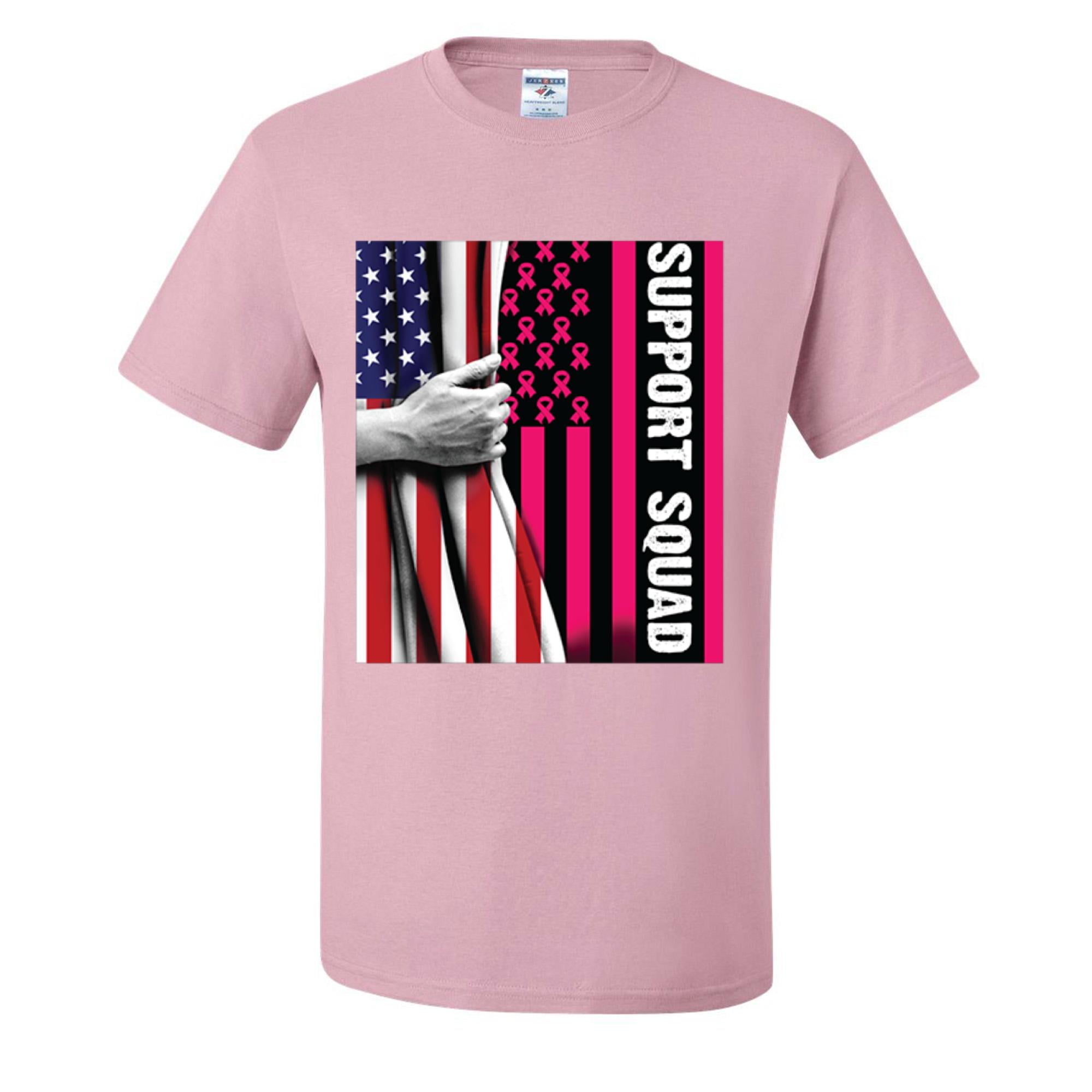 Support Squad Breast Cancer Awareness Warrior American Flag Mens T ...
