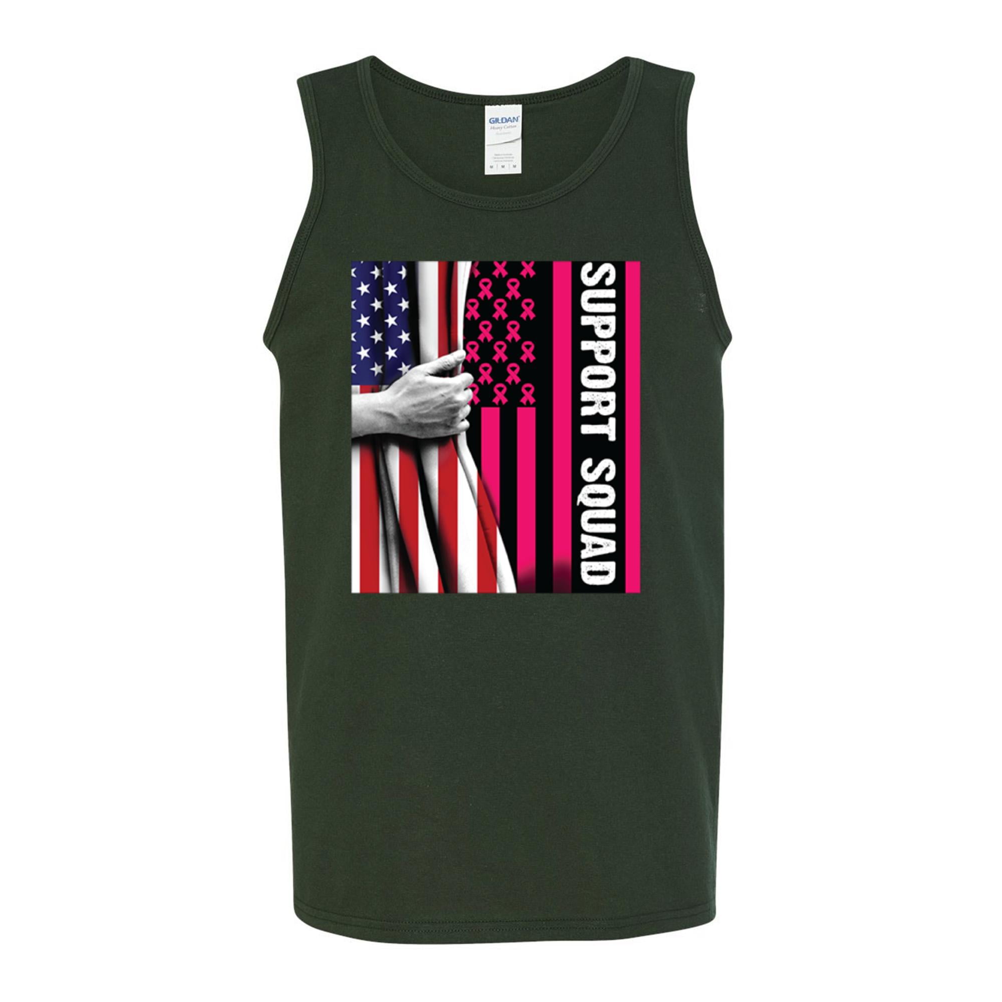 Support Squad Breast Cancer Awareness Warrior American Flag Mens Tank ...