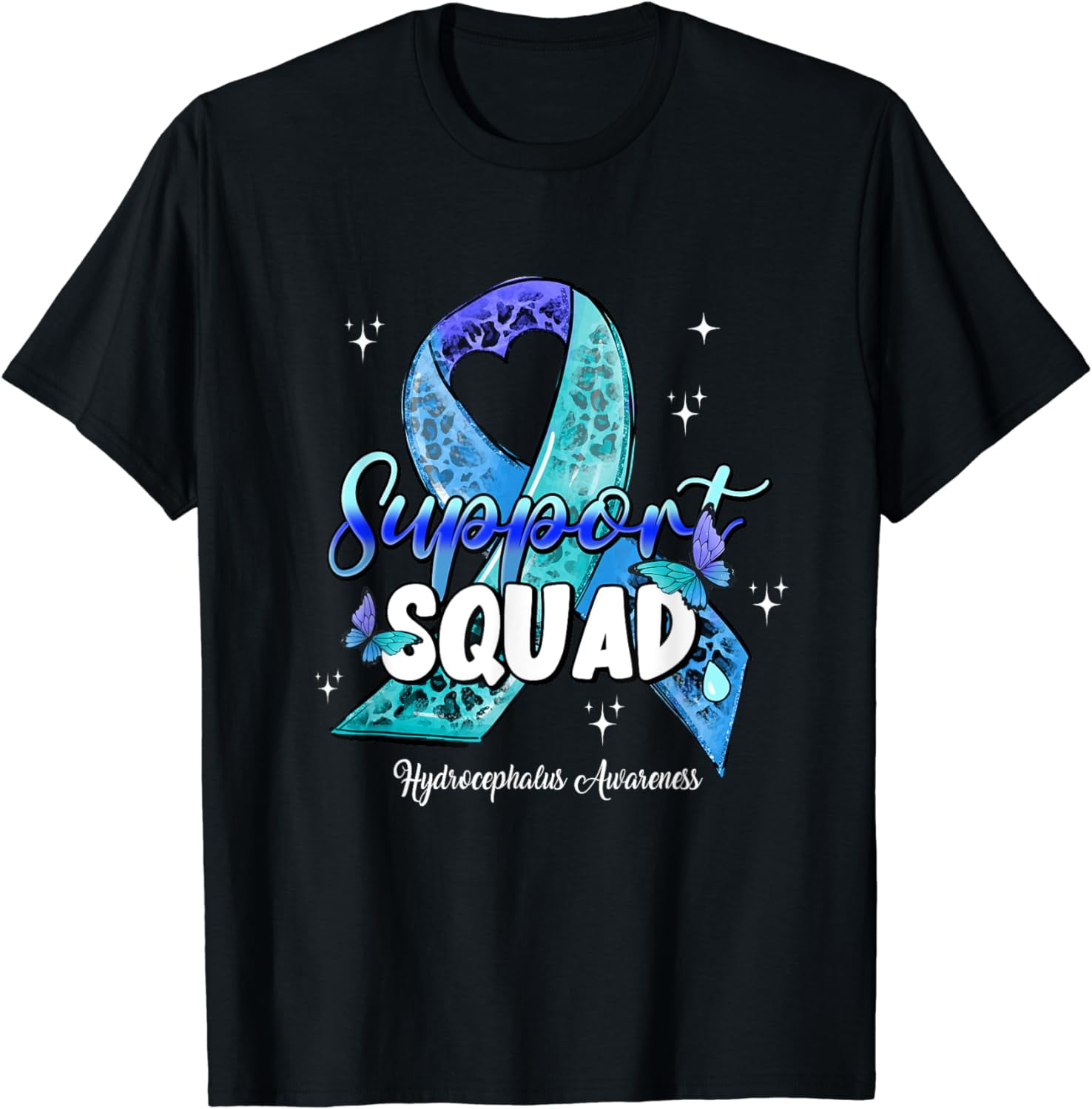Support Squad Butterfly Blue Ribbon Hydrocephalus Awareness T-Shirt ...