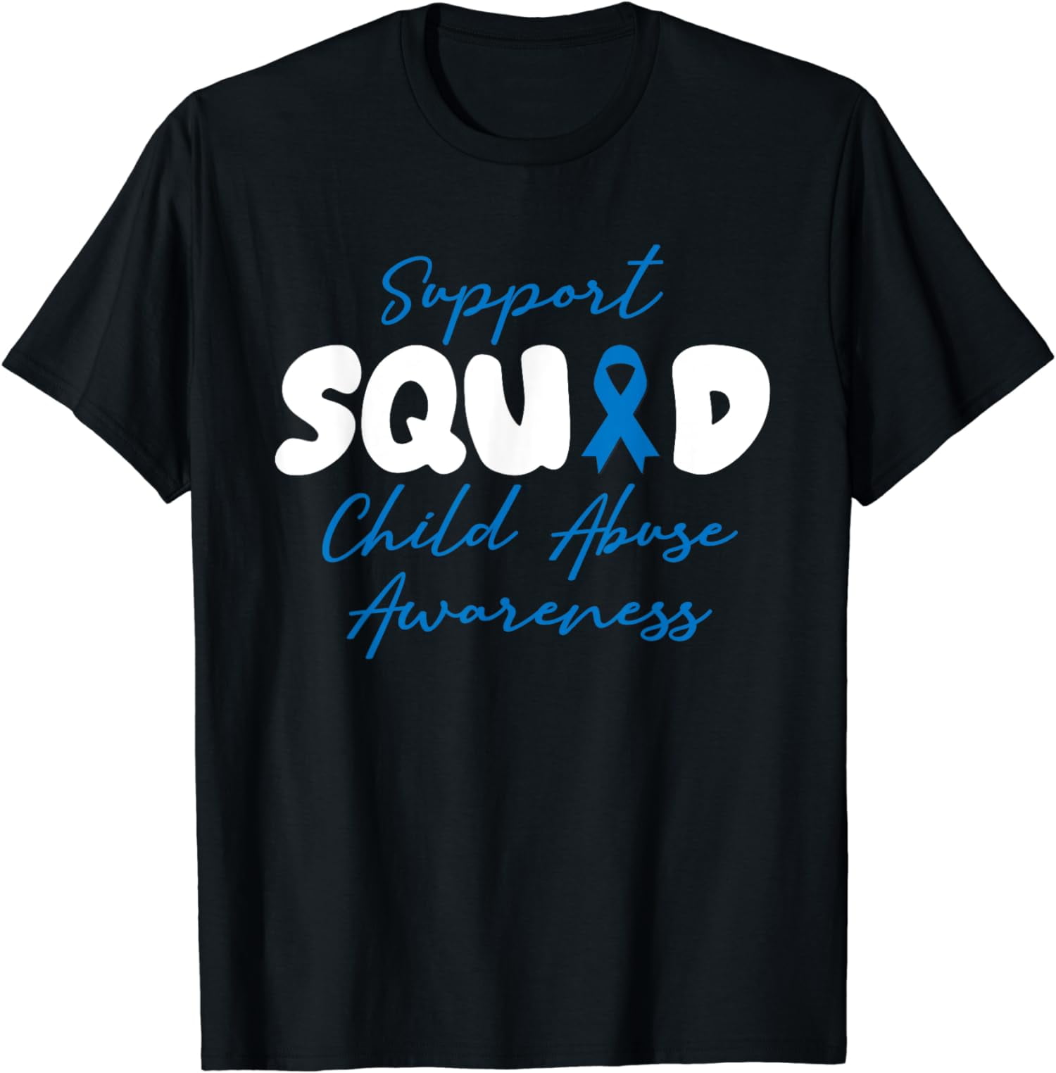Support Squad Child Abuse Prevention Month Blue Ribbon T-Shirt ...