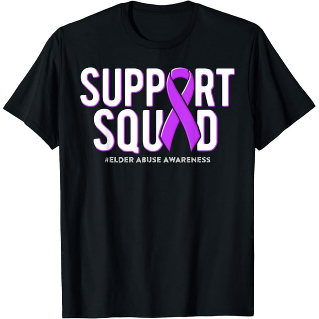 Support Squad Elder Abuse Awareness Purple Ribbon T-Shirt - Walmart.com