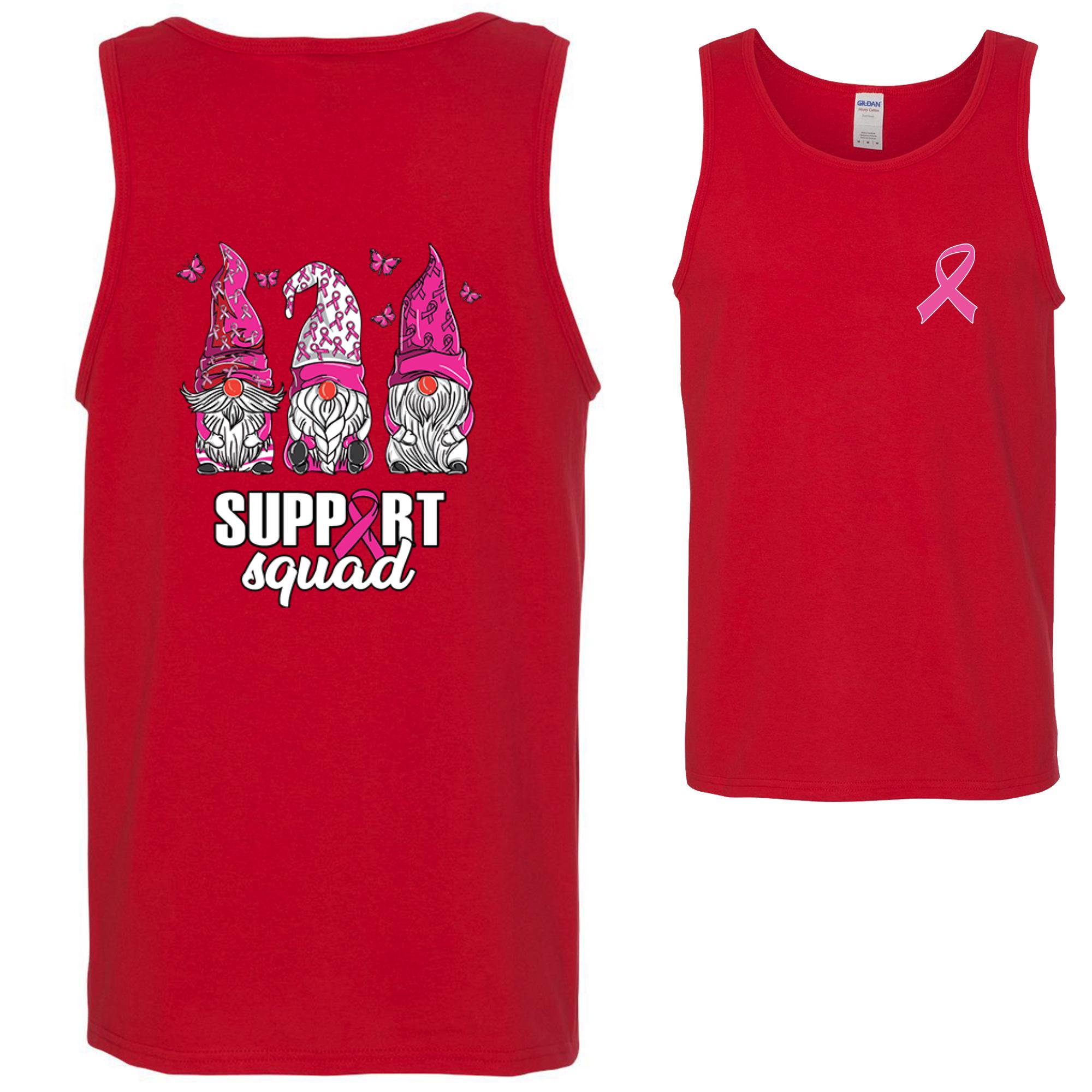 Support Squad Gnomes Pink Ribbon Breast Cancer Awareness FRONT AND BACK ...