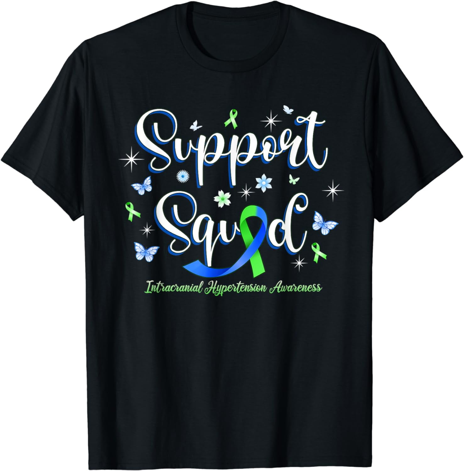 Support Squad Green Blue Ribbon Intracranial Hypertension T-Shirt ...