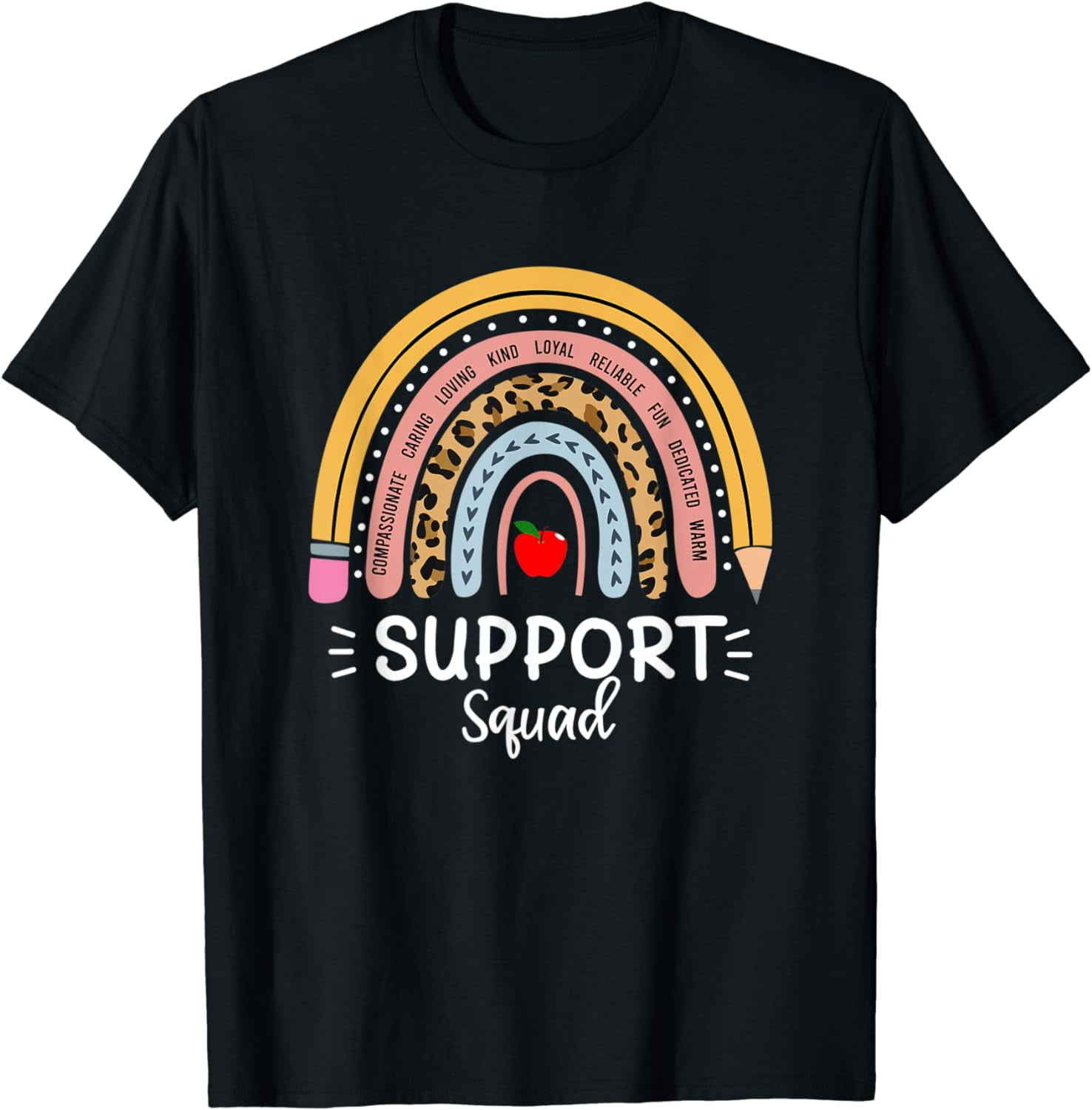 Support Squad Leopard Rainbow Office Squad Teacher T-Shirt - Walmart.com
