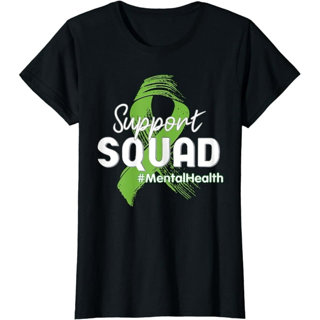 Support Squad Mental Health Awareness Lime Green Ribbon T-Shirt ...