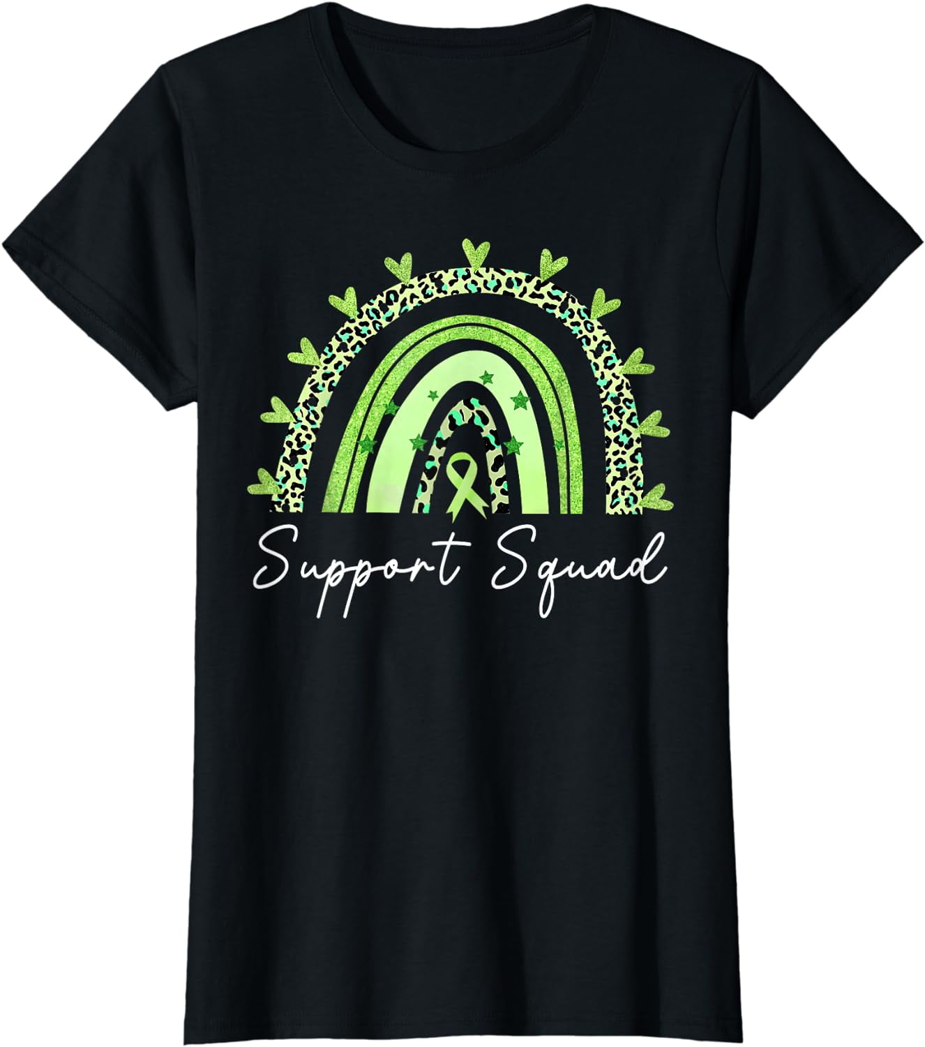 Support Squad Mental Health Awareness Rainbow Green Ribbon T-Shirt ...