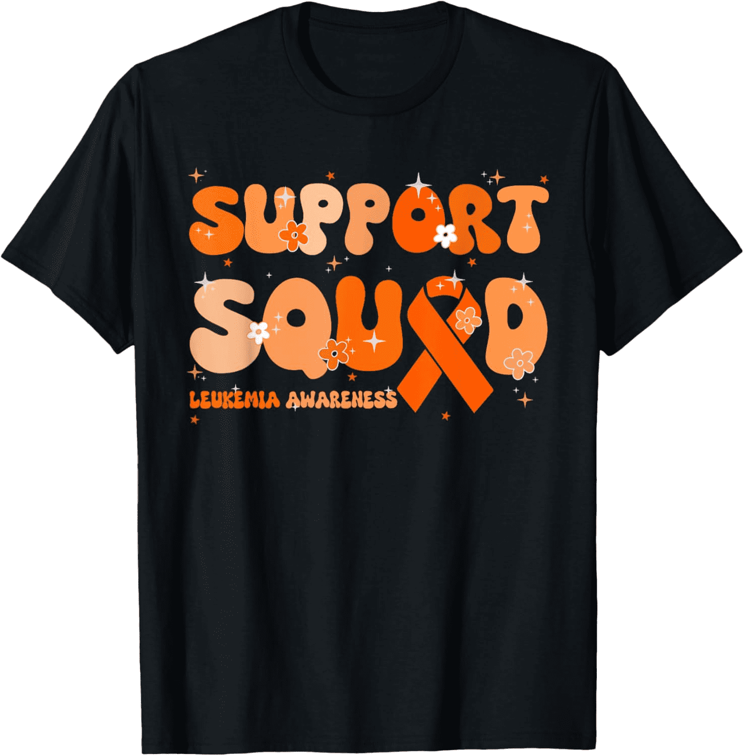 Support Squad Orange Ribbon Leukemia Blood Cancer Awareness T-Shirt ...