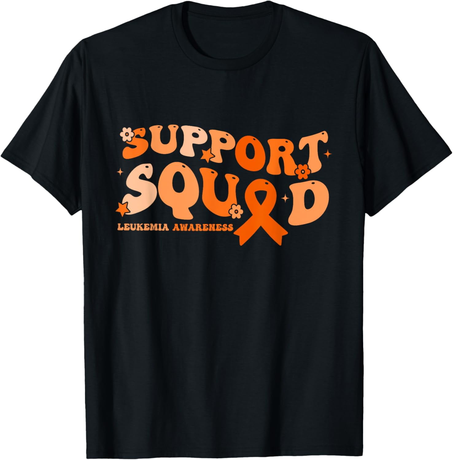 Support Squad Orange Ribbon Leukemia Blood Cancer Awareness T-Shirt ...