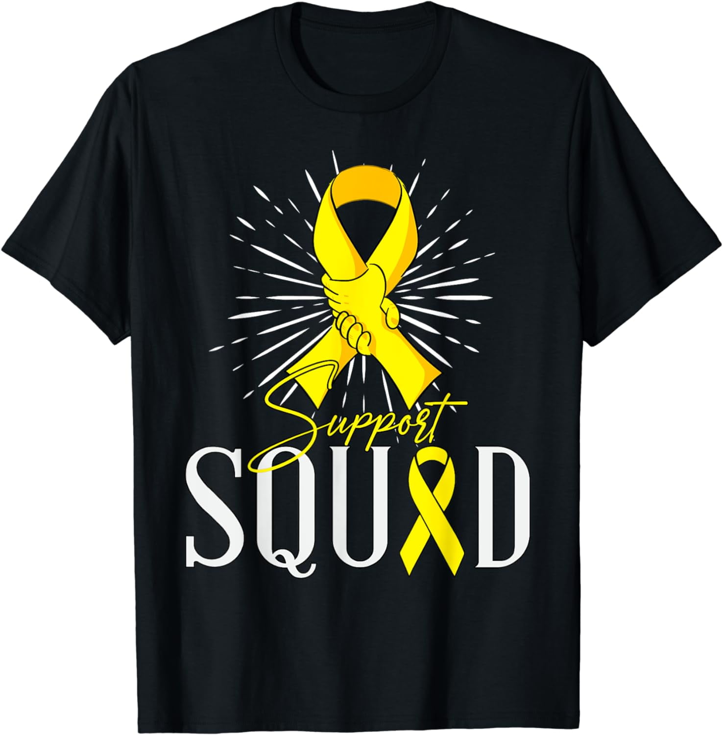 Support Team Squad Sarcoma Cancer Awareness Yellow Ribbon Cotton T ...