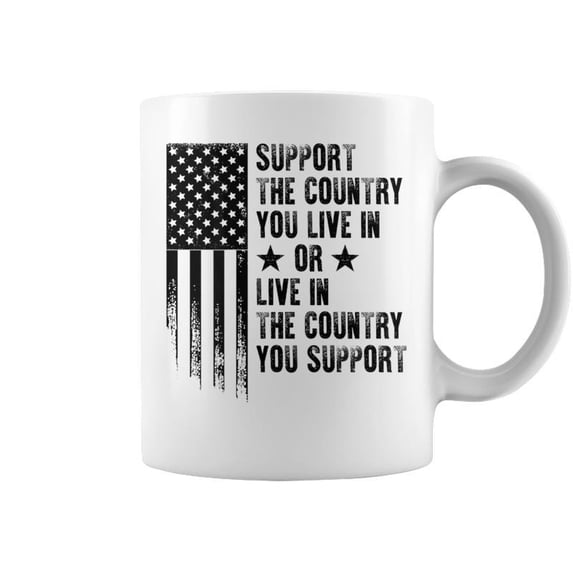 Support The Country You Live In Usa American Flag On Back Coffee Mugs ...