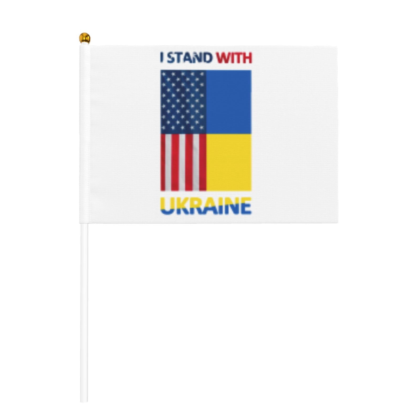 Support U-kraine I Stand With U-kraine Flag Small Mini Hand Held Flags ...