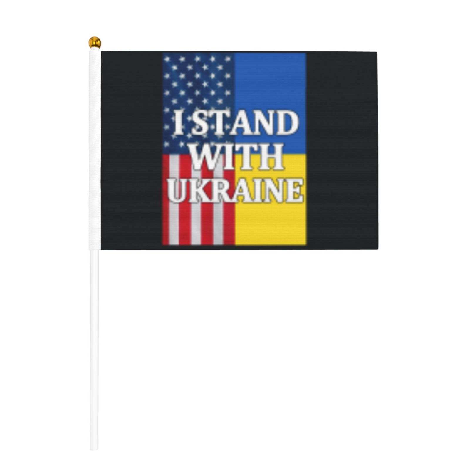 Support U-kraine I Stand With U-kraine Flag Small Mini Hand Held Flags ...