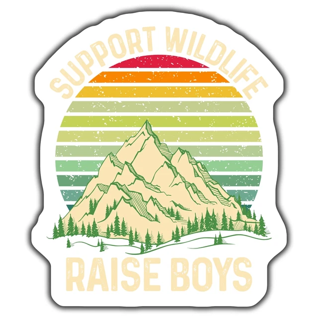 Support Wildlife Raise Boys Sticker, Mountain Sunset Nature Sticker ...