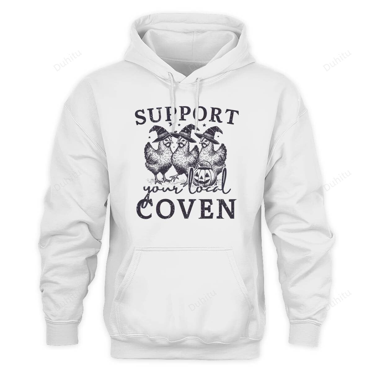 Support Your Local Coven Humor Chicken Witch Halloween Farm Hoodie ...