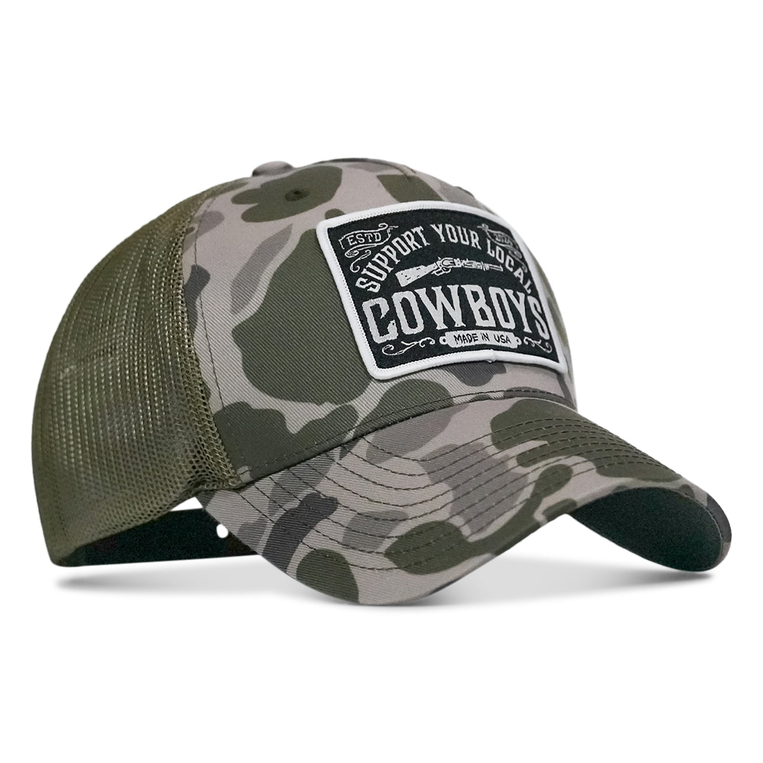 Support Your Local Cowboys Patch Snapback Hat Marsh Duck Camo - Walmart.com