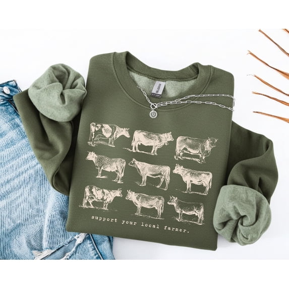 Support Your Local Farmer Cow TShirt Retro Farm Animals TShirt Cattle ...
