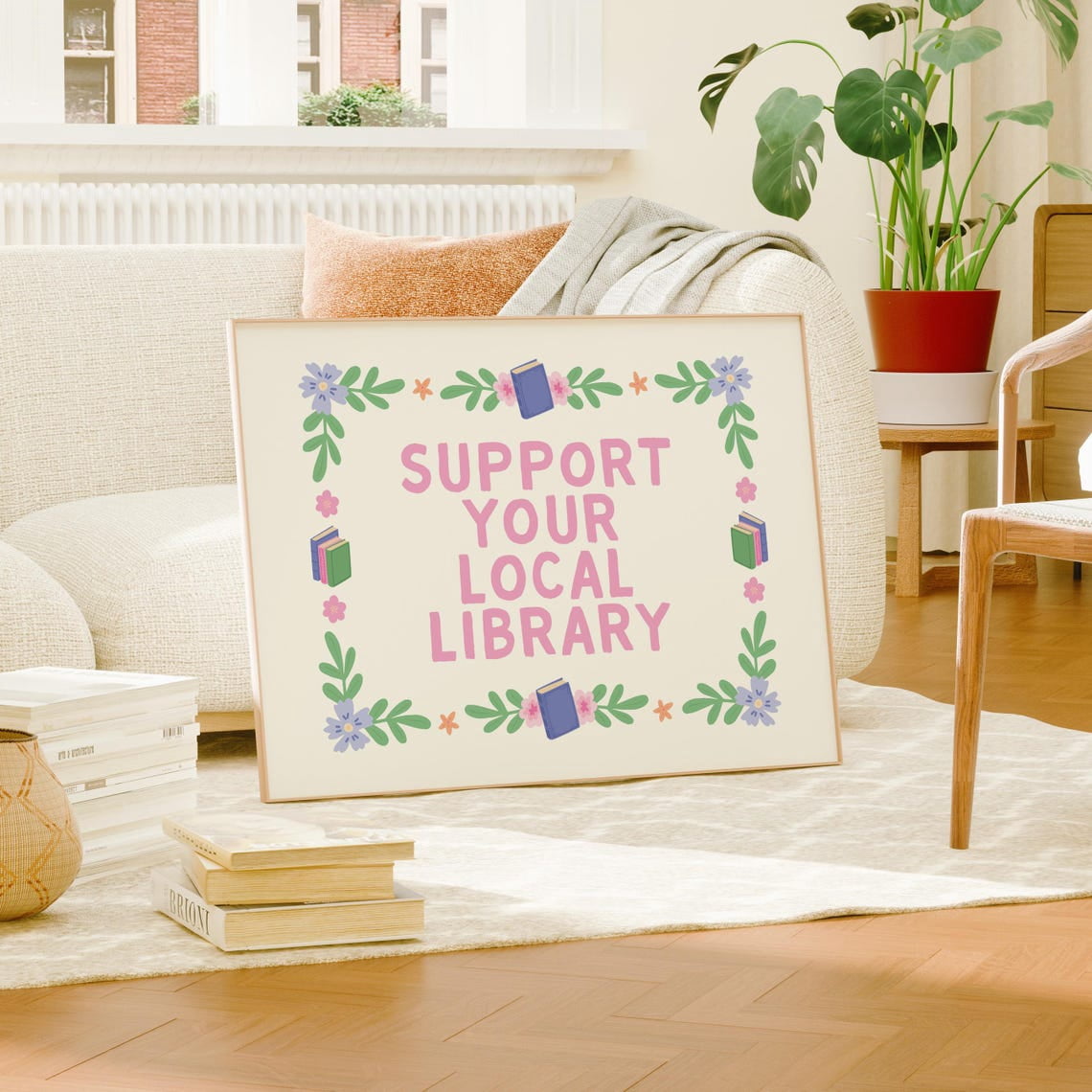 Support Your Local Library Poster Bookish Wall Art Cute Book Lover ...