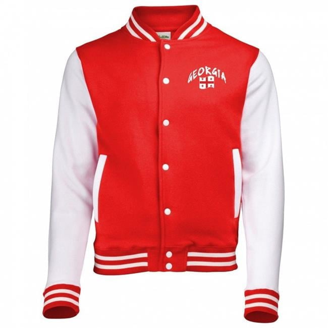 Supportershop SUP1072 Georgia Varsity Jacket, Red & White - Extra Large ...