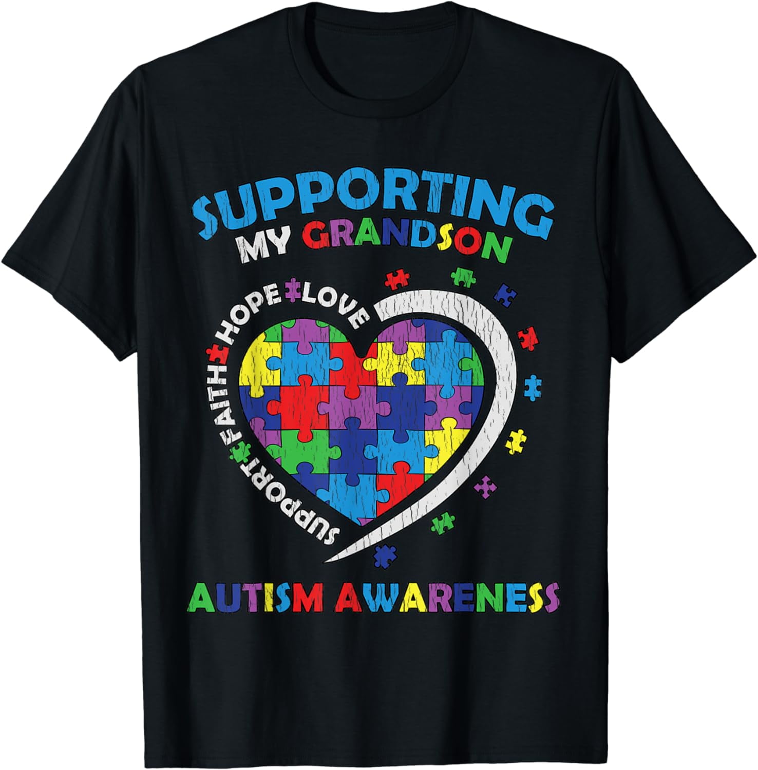 Supporting My Grandson Mama Autistic Kids Autism Awareness T-Shirt ...