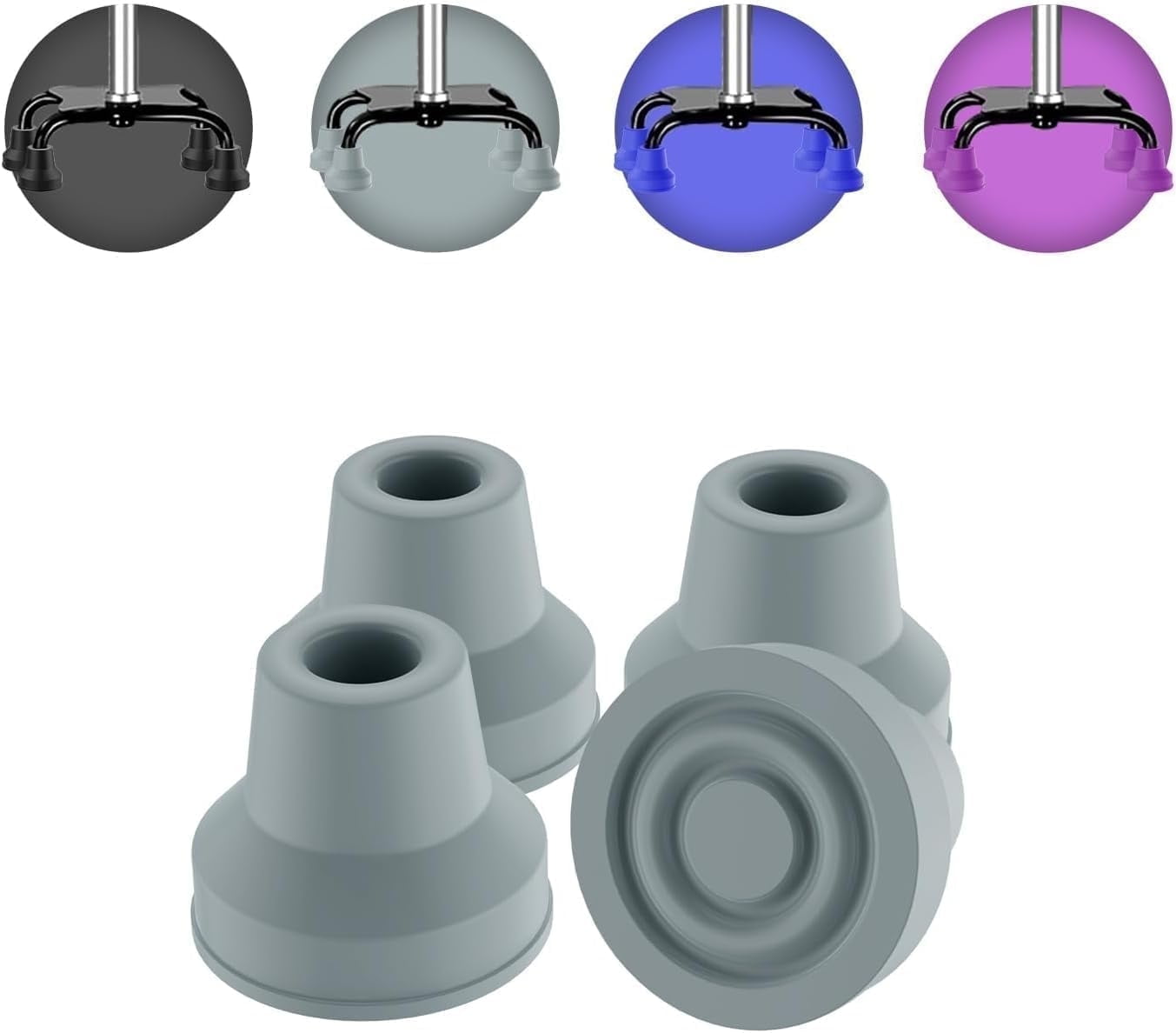 SupreGear 1/2 in Quad Cane Tip, Non-Slip Replacement Rubber Foot, 4 ...