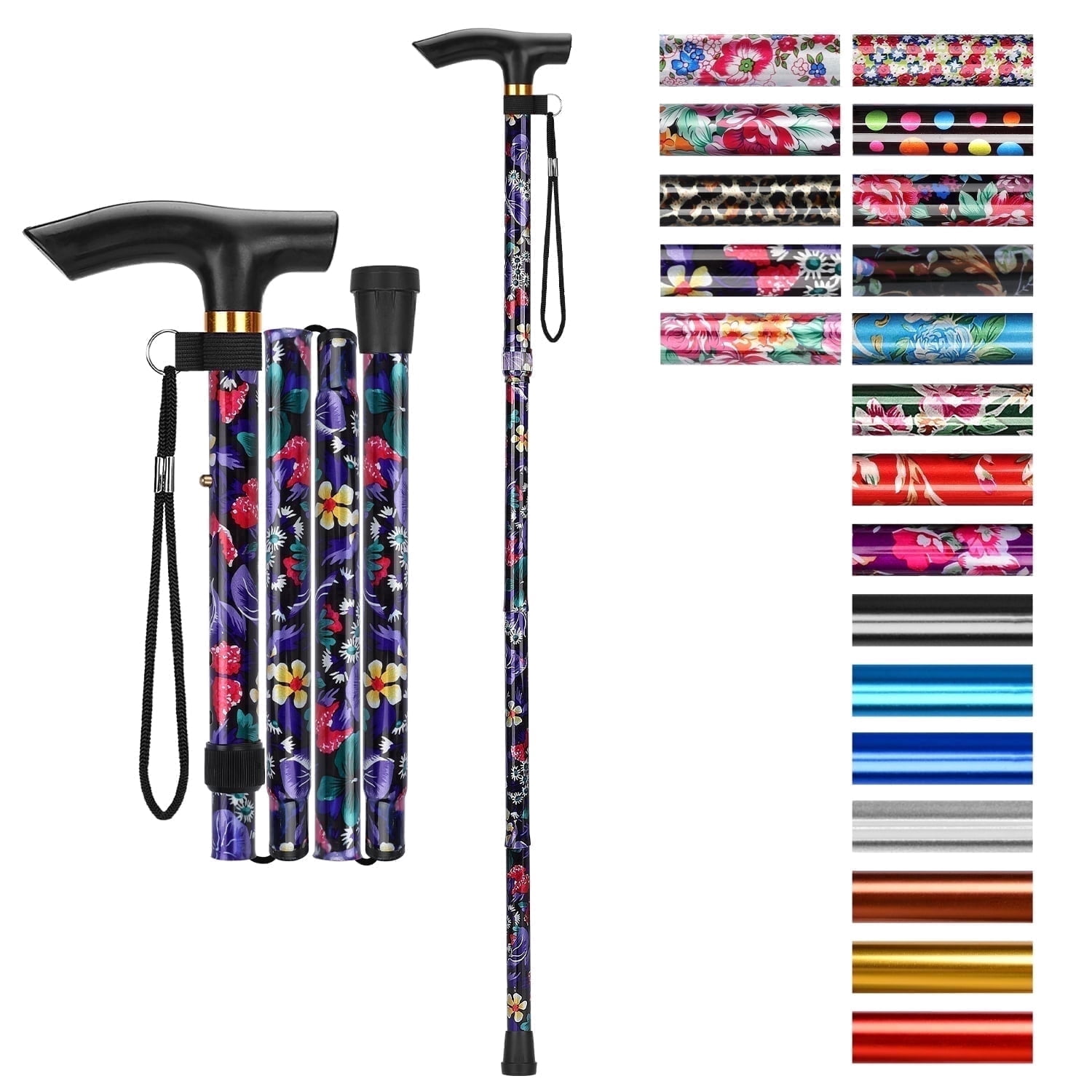 SupreGear Folding Walking Cane with T-Handle, Lightweight Adjustable ...
