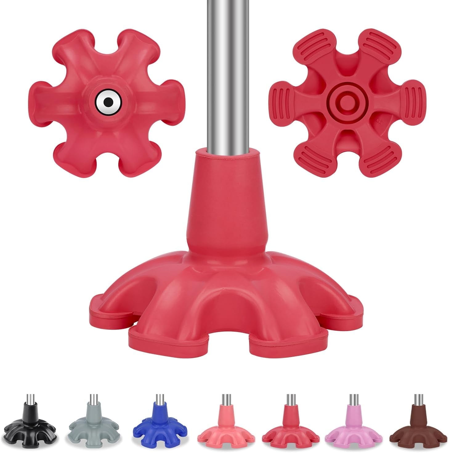 SupreGear Cane Tip, 3/4 inch Self-Standing Heavy Duty Rubber Base, Six ...