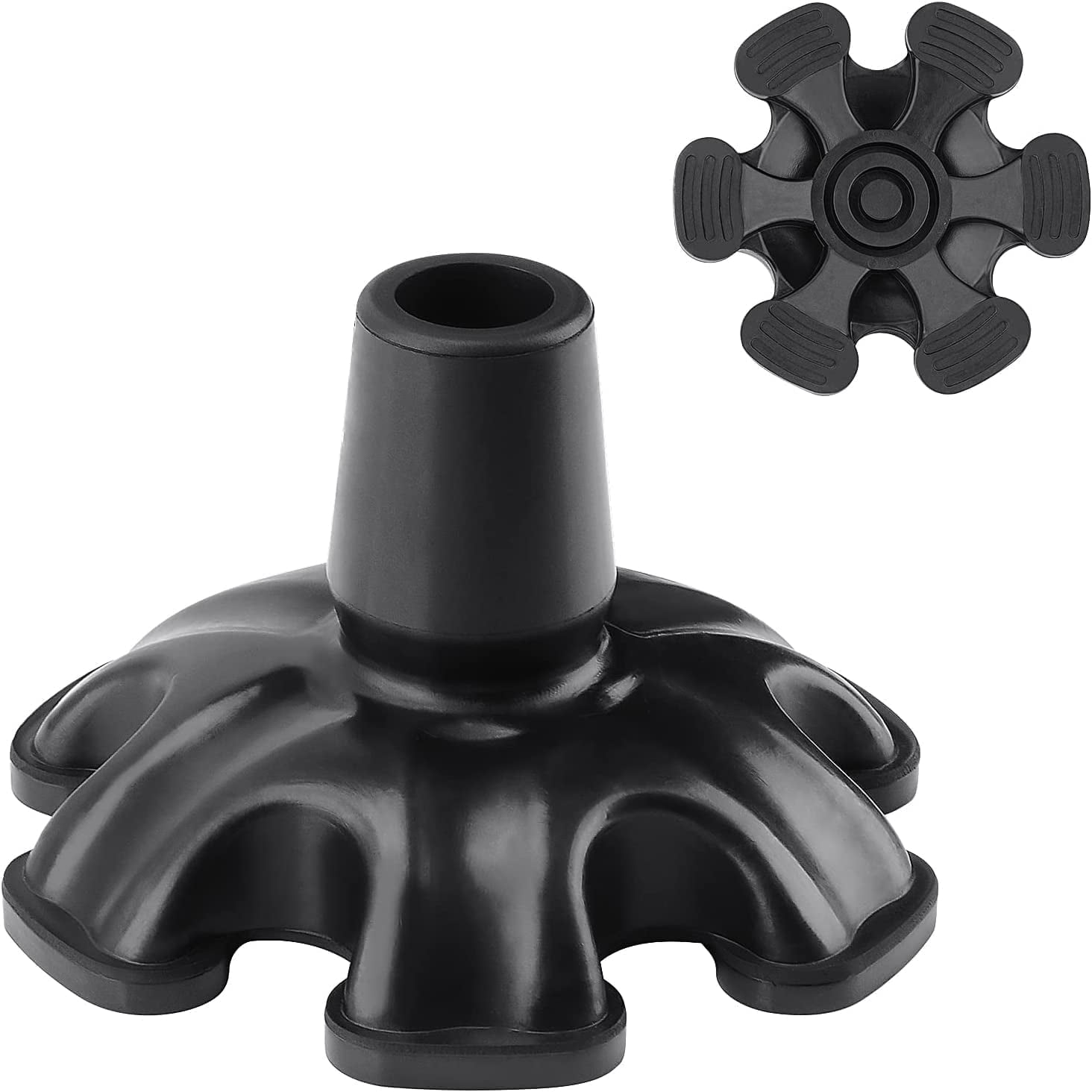 SupreGear Heavy Duty Self Standing Rubber Cane Tip, 6 Point Base, for 5 ...