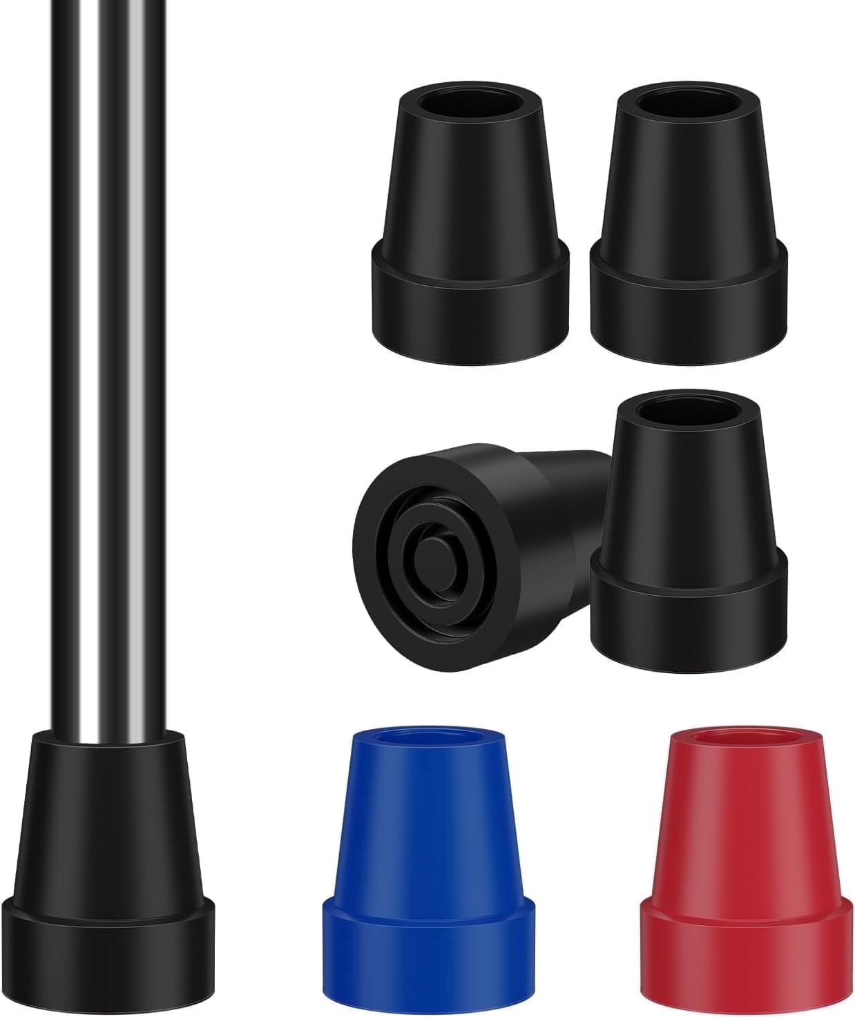 SupreGear Cane Tips 3/4 Inch Rubber Non-Slip Traction 4 Pack Black ...
