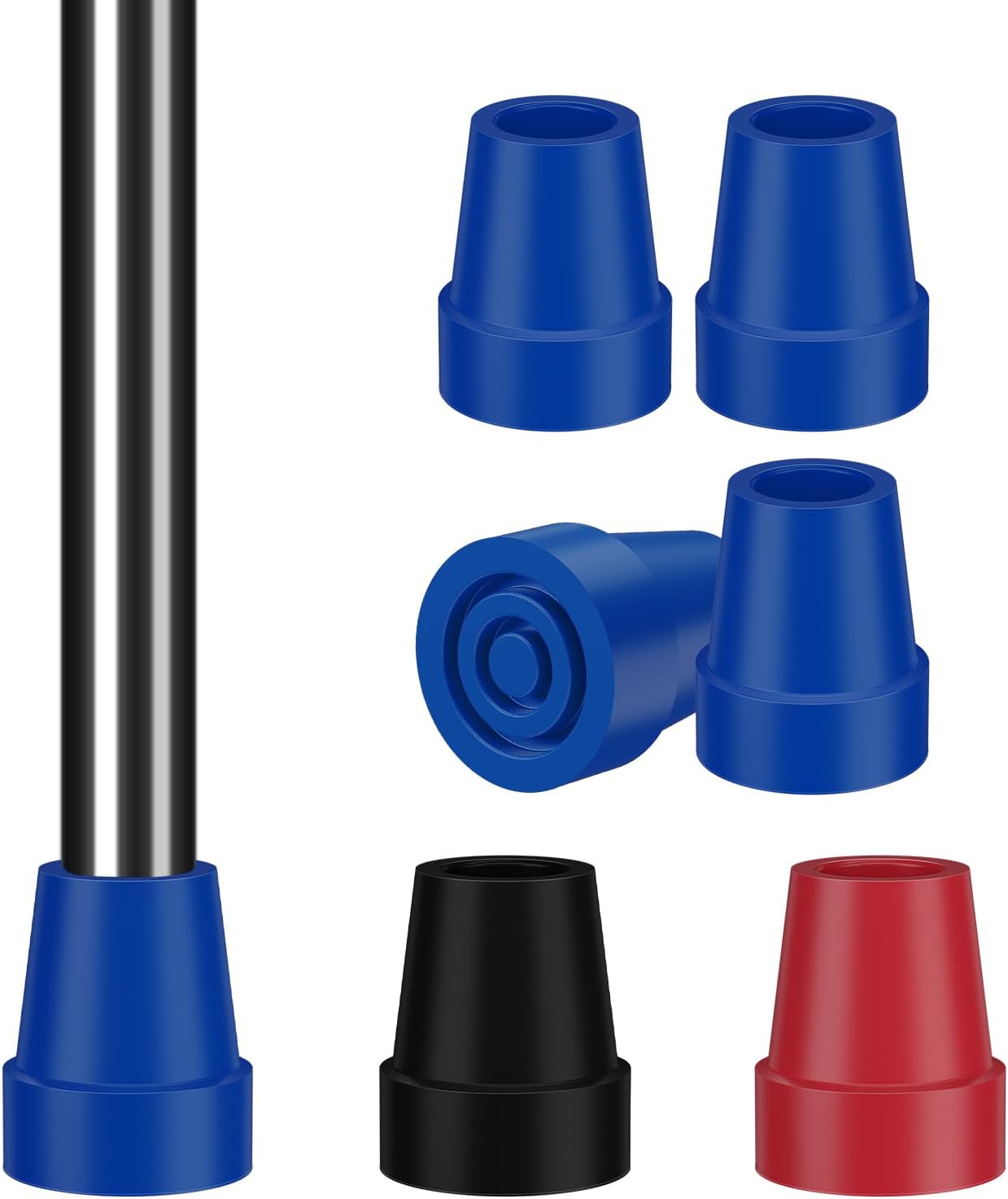 SupreGear Cane Tips 3/4 inch, 4 pack, Blue, Steel-Reinforced, Non-Slip ...