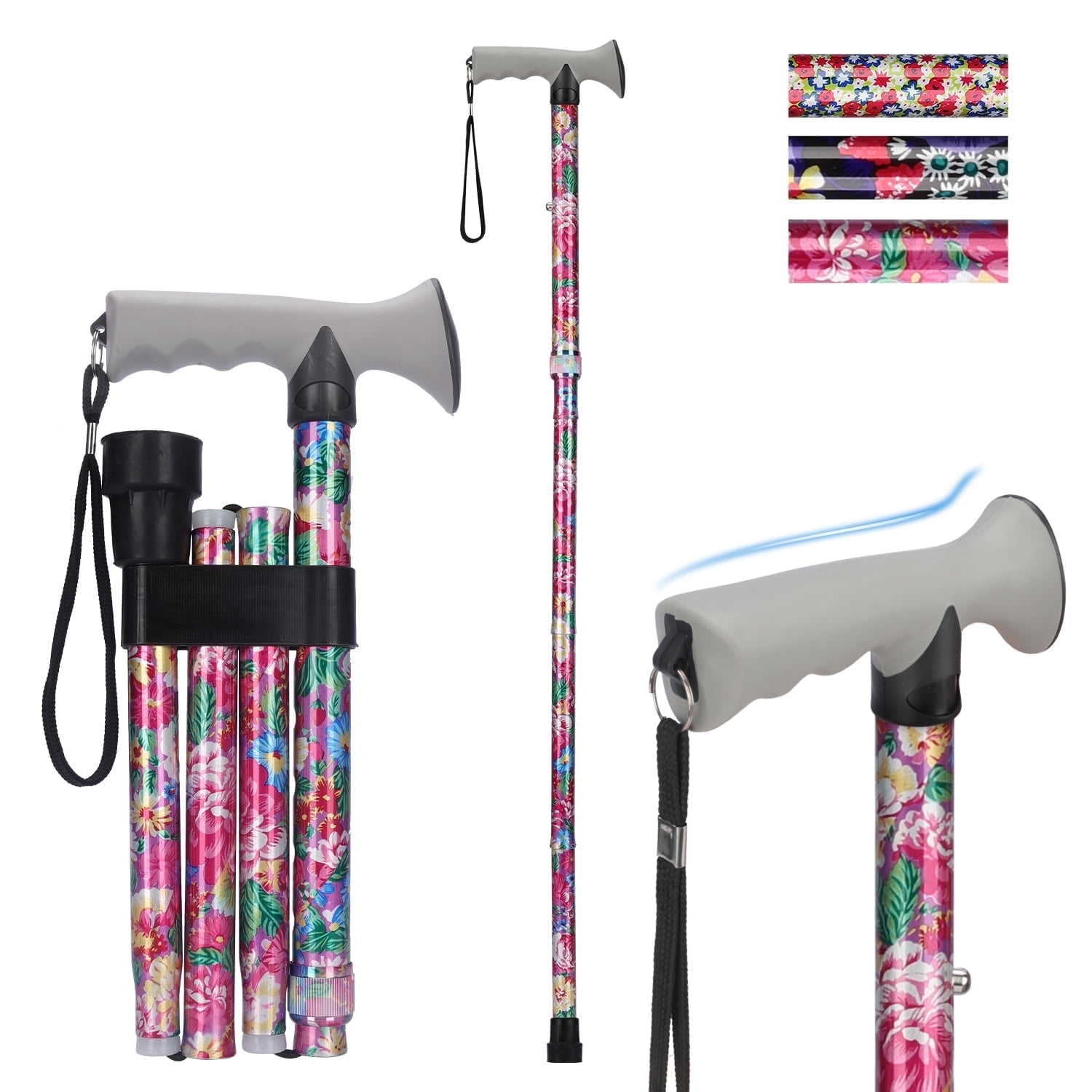 SupreGear Folding Cane with Rubber Tip, Adjustable Lightweight Travel ...