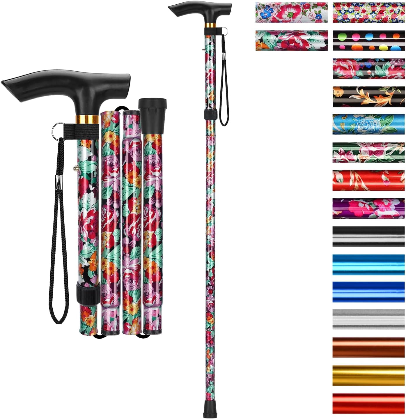 SupreGear Folding Cane, 5-Level Lightweight Collapsible Adjustable ...
