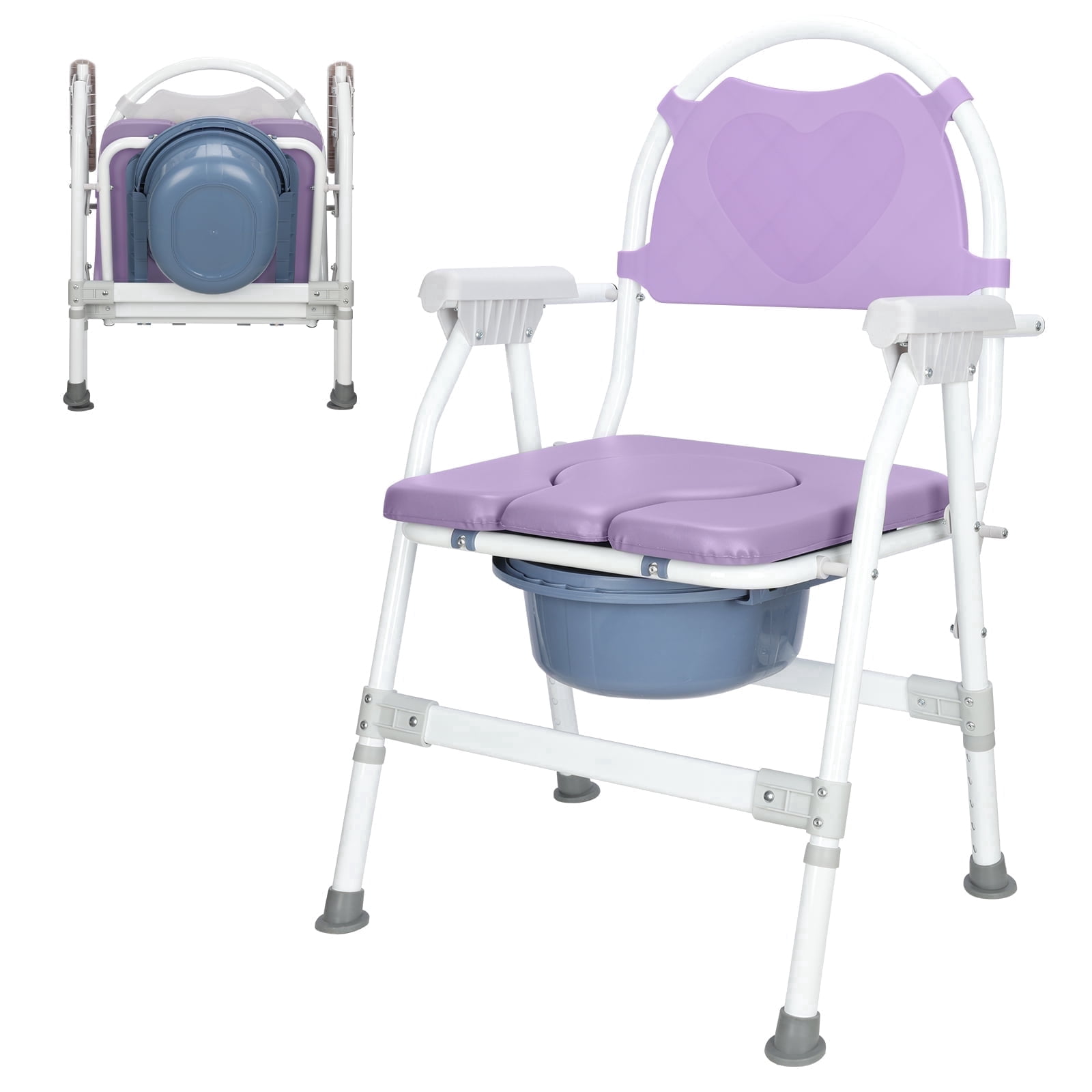 SupreGear Foldable Bedside Commode Chair with Removable Bucket ...