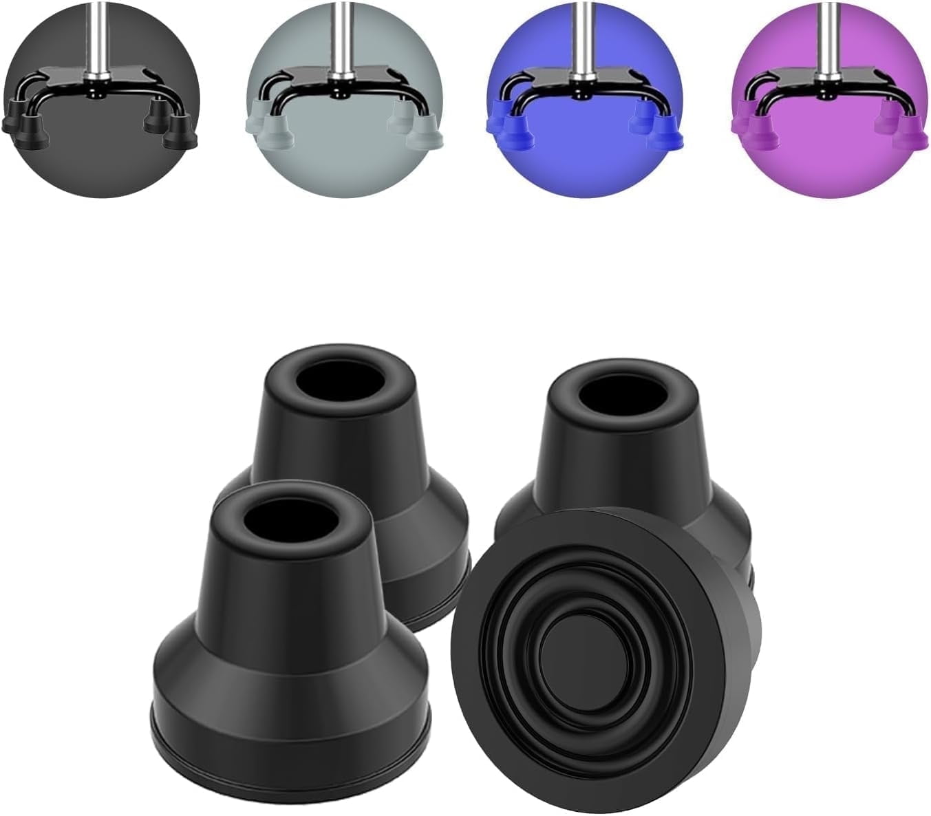 Supregear 4pcs Quad Cane Tip, Non-Slip Replacement Rubber Foot for ...