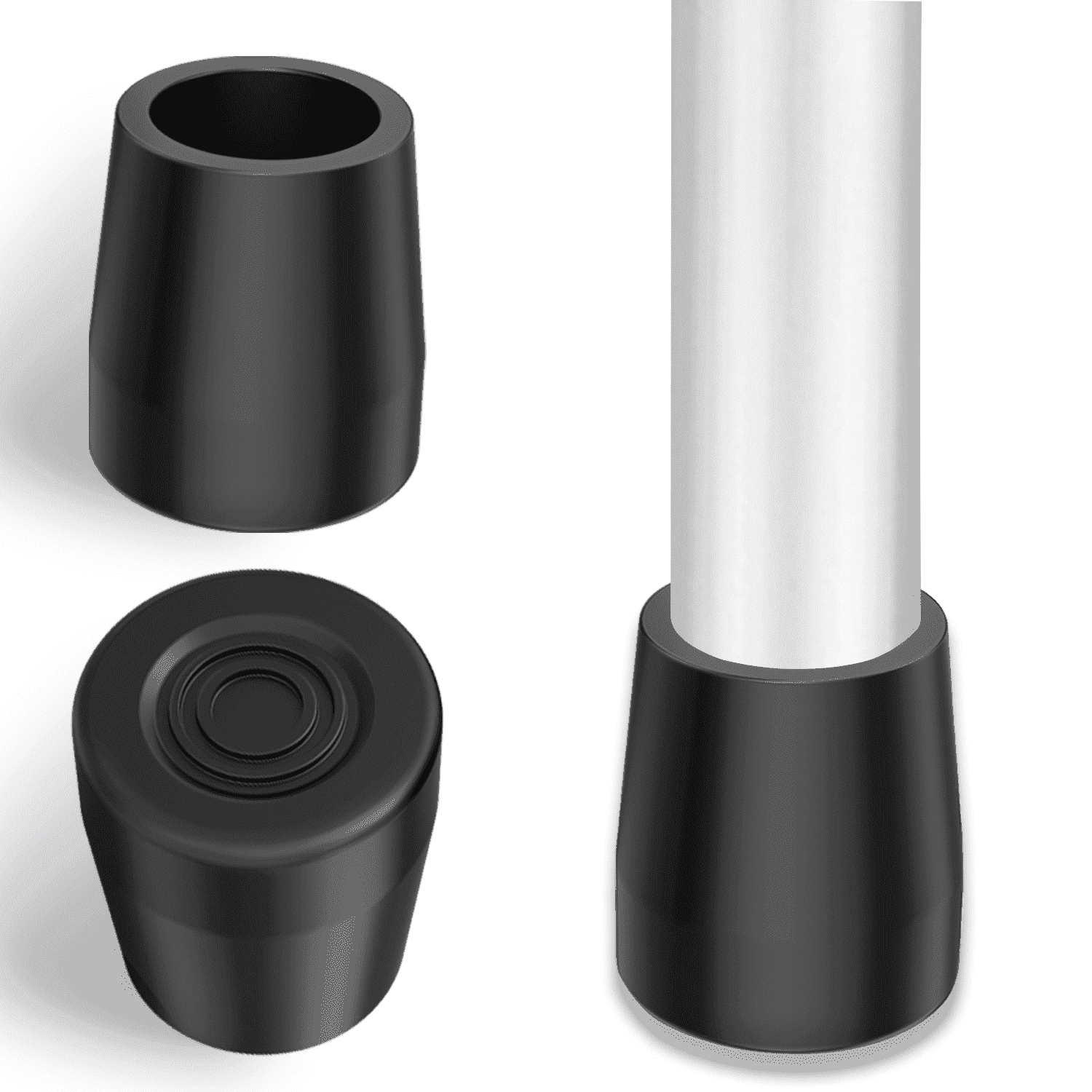 SupreGear Walker & Cane Rubber Replacement Tips, 1 in, Metal Insert ...