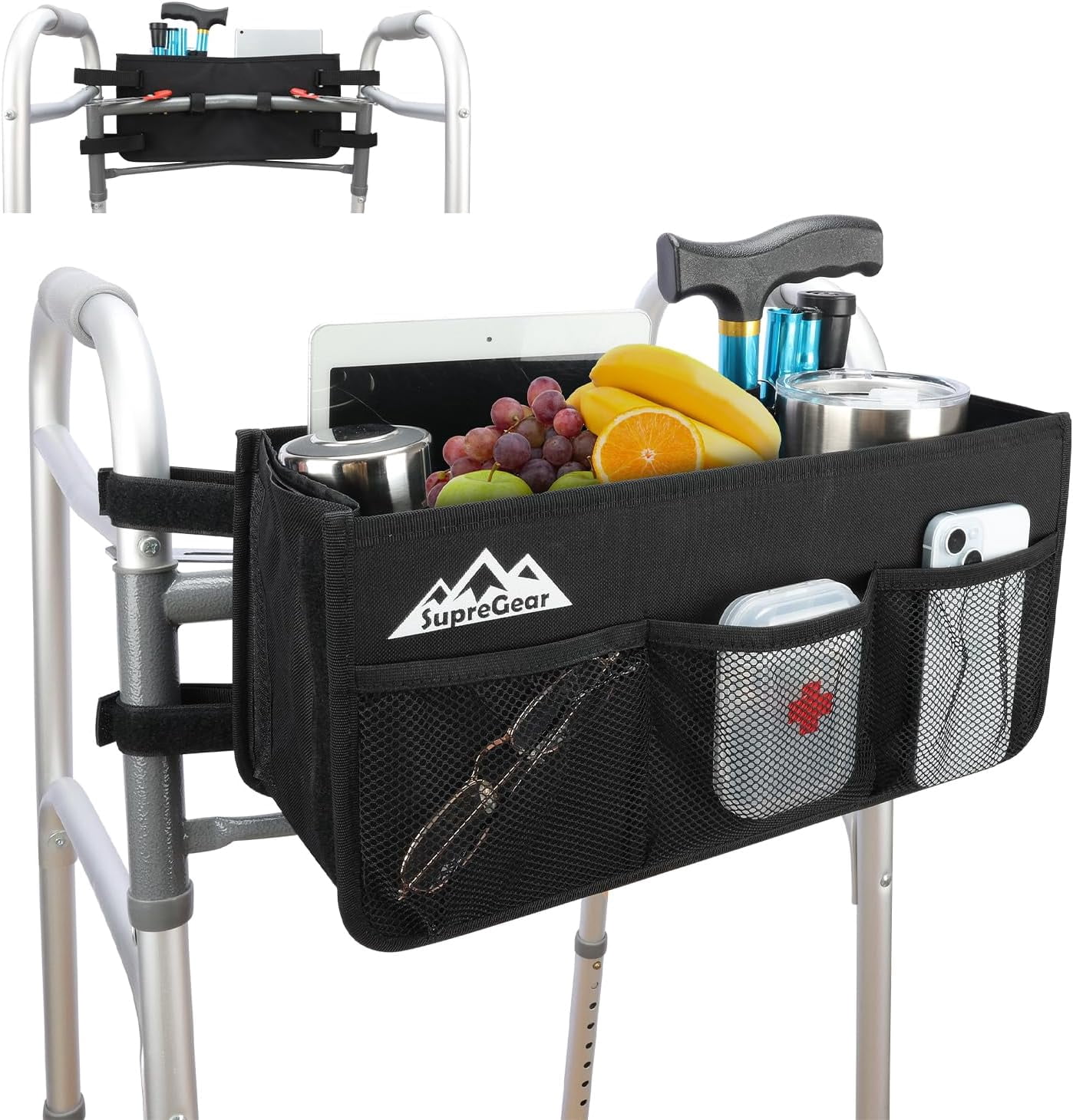SupreGear WalkerBasket Easy Installation Oxford Mobility Walker Bag ...