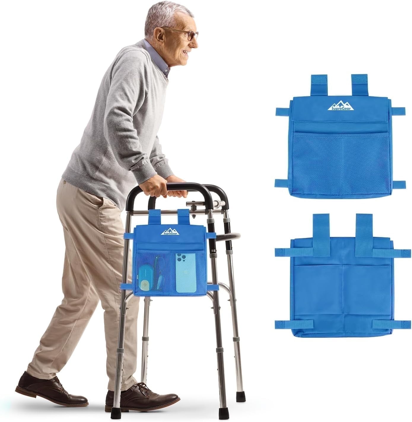 SupreGear Water-Resistant Walker Side Bag with Pocket for Folding ...