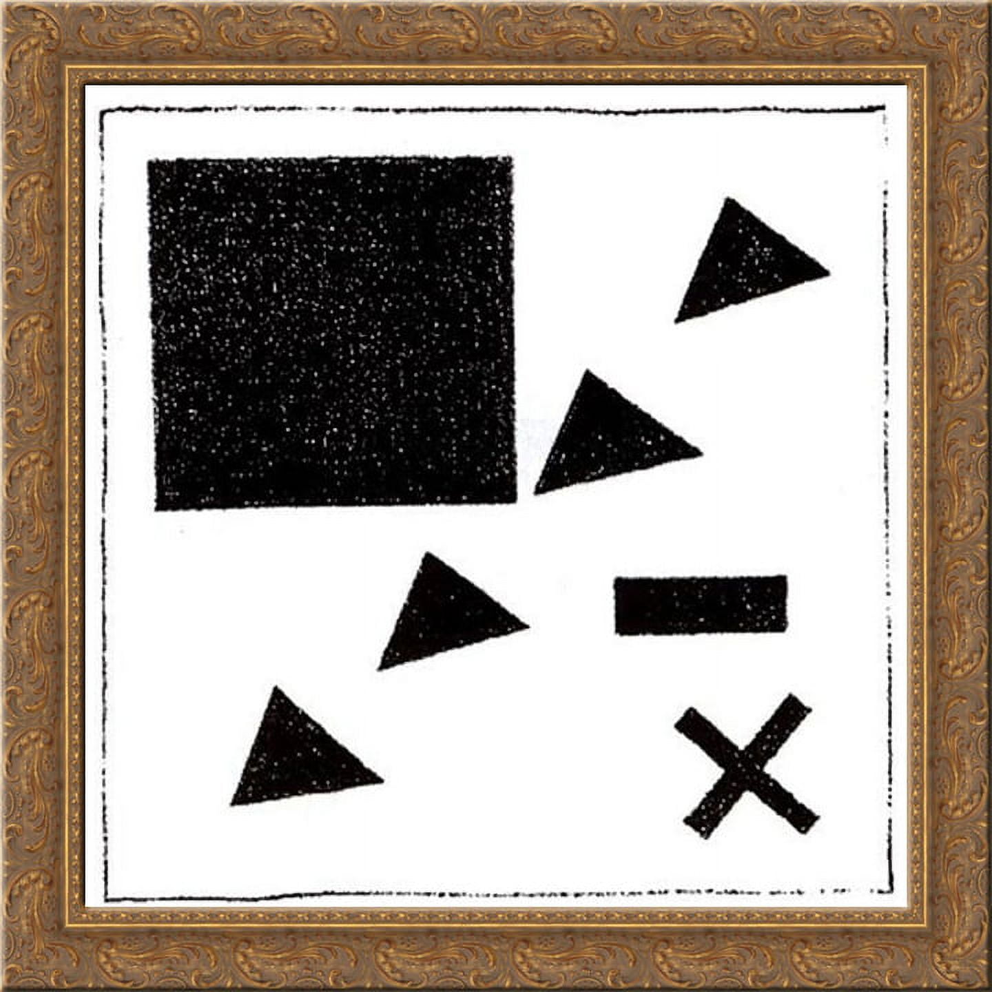 Suprematic group using the triangle 20x20 Gold Ornate Wood Framed ...