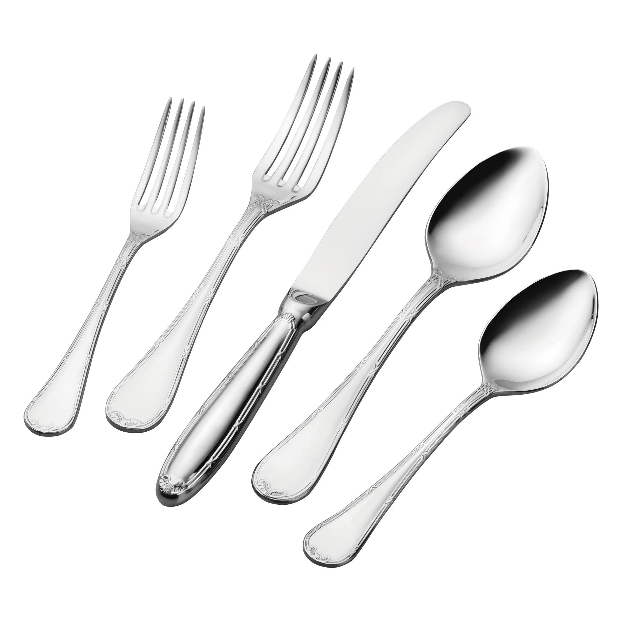 Supreme 20-Piece 18/8 Stainless Steel Flatware Set with Shell Edge ...
