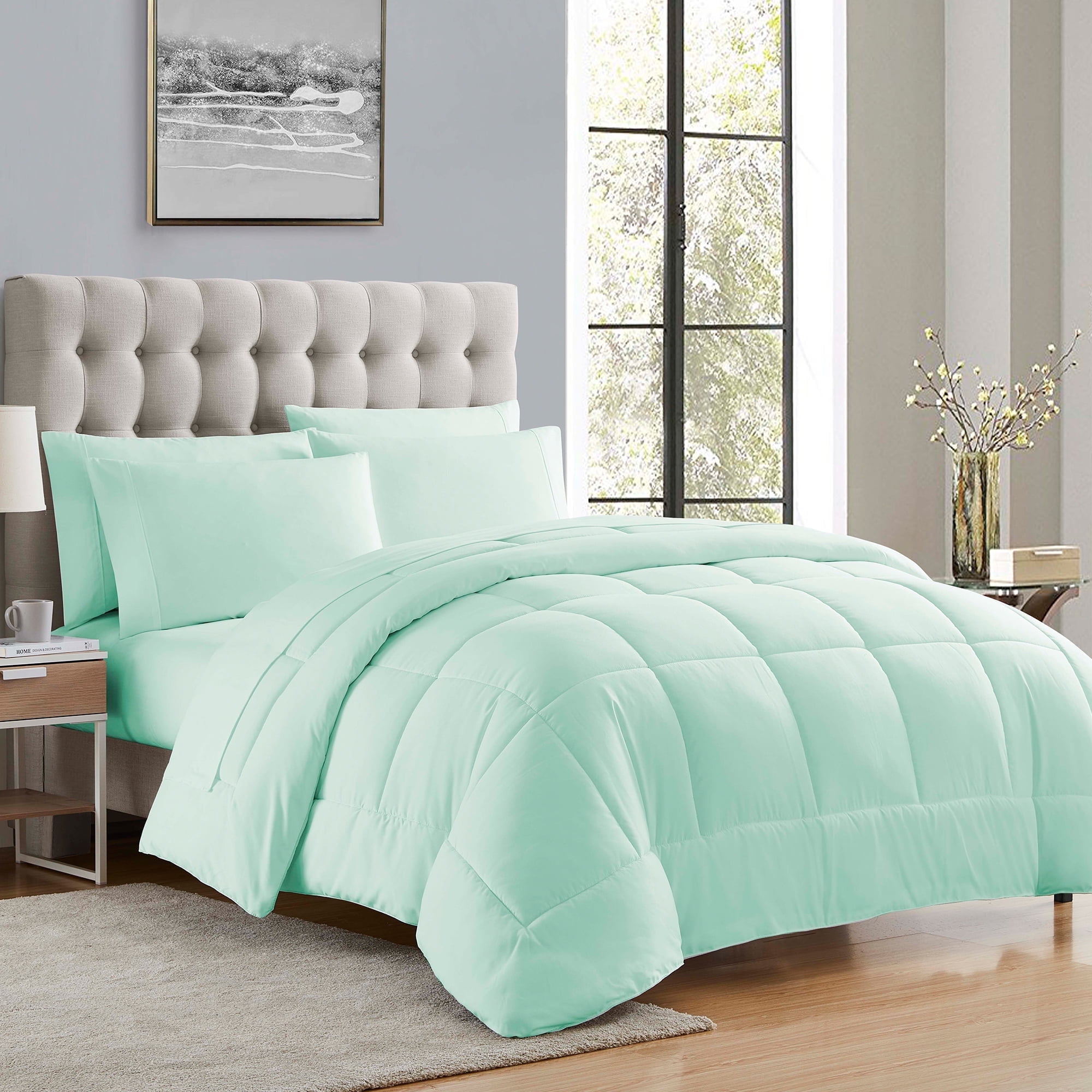 Sweet Home Collection 5 Piece Twin Bed-In-A-Bag, Mint Comforter and ...