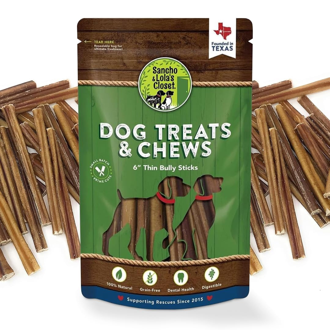Supreme 6-inch Thin Bully Sticks by Sancho and Lola’s (10 Pack) All ...