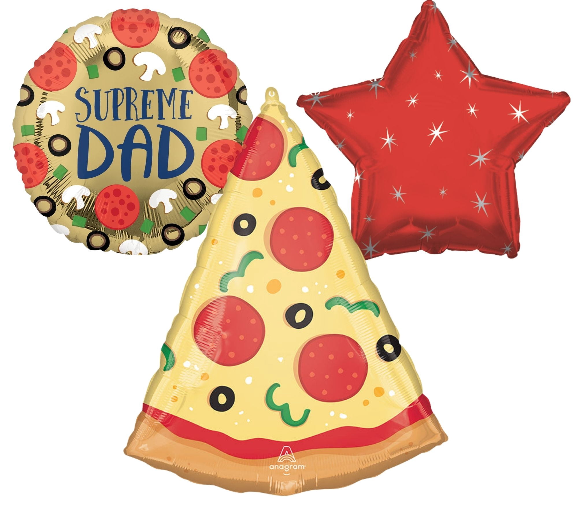 Supreme Dad Pizza Father's Day Birthday 3 pc balloon bouquet Decoration ...