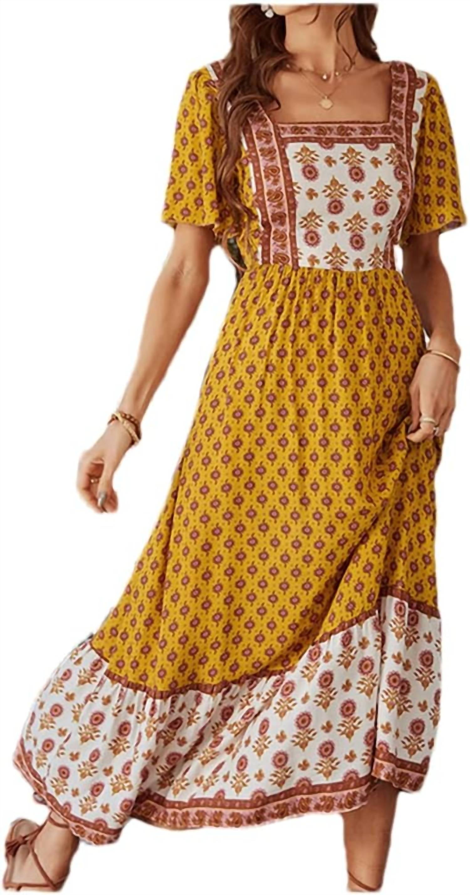 Supreme Fashion Square Neck Short Sleeve Floral Maxi Dress - Walmart.com