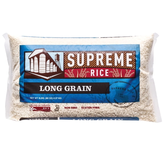 Supreme Rice White Long Grain, 5 LB, Non-GMO, Gluten-Free, USA Grown ...