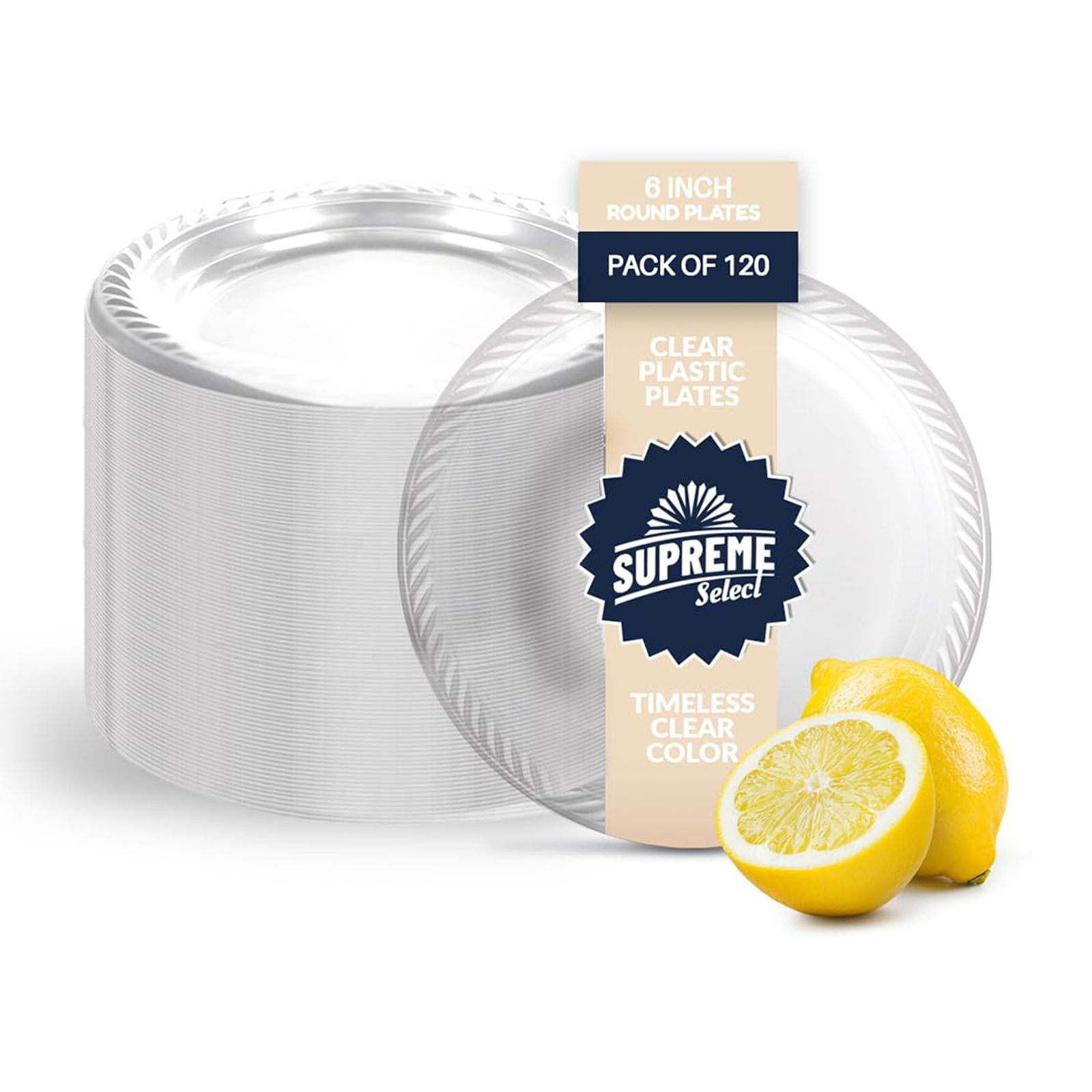 Supreme Select Clear Disposable RRF12 Plastic Plates [Set 120 | 6-inch ...